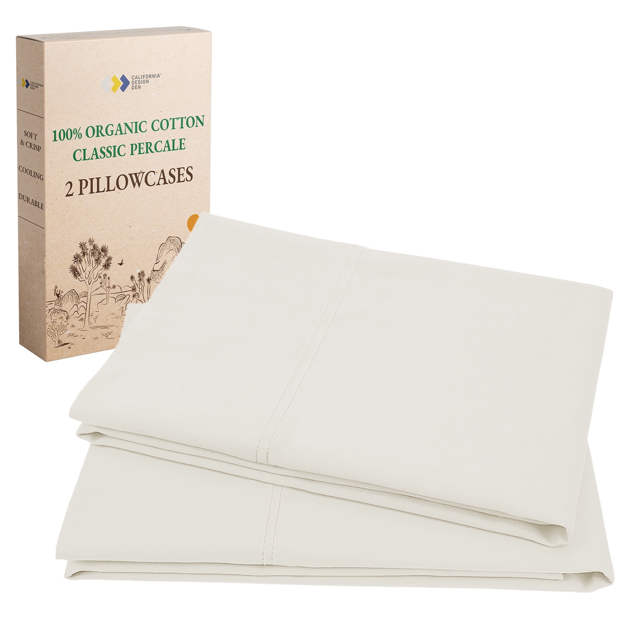 California Design Den 100% Organic Cotton Pillow Cases Set of 2 ...