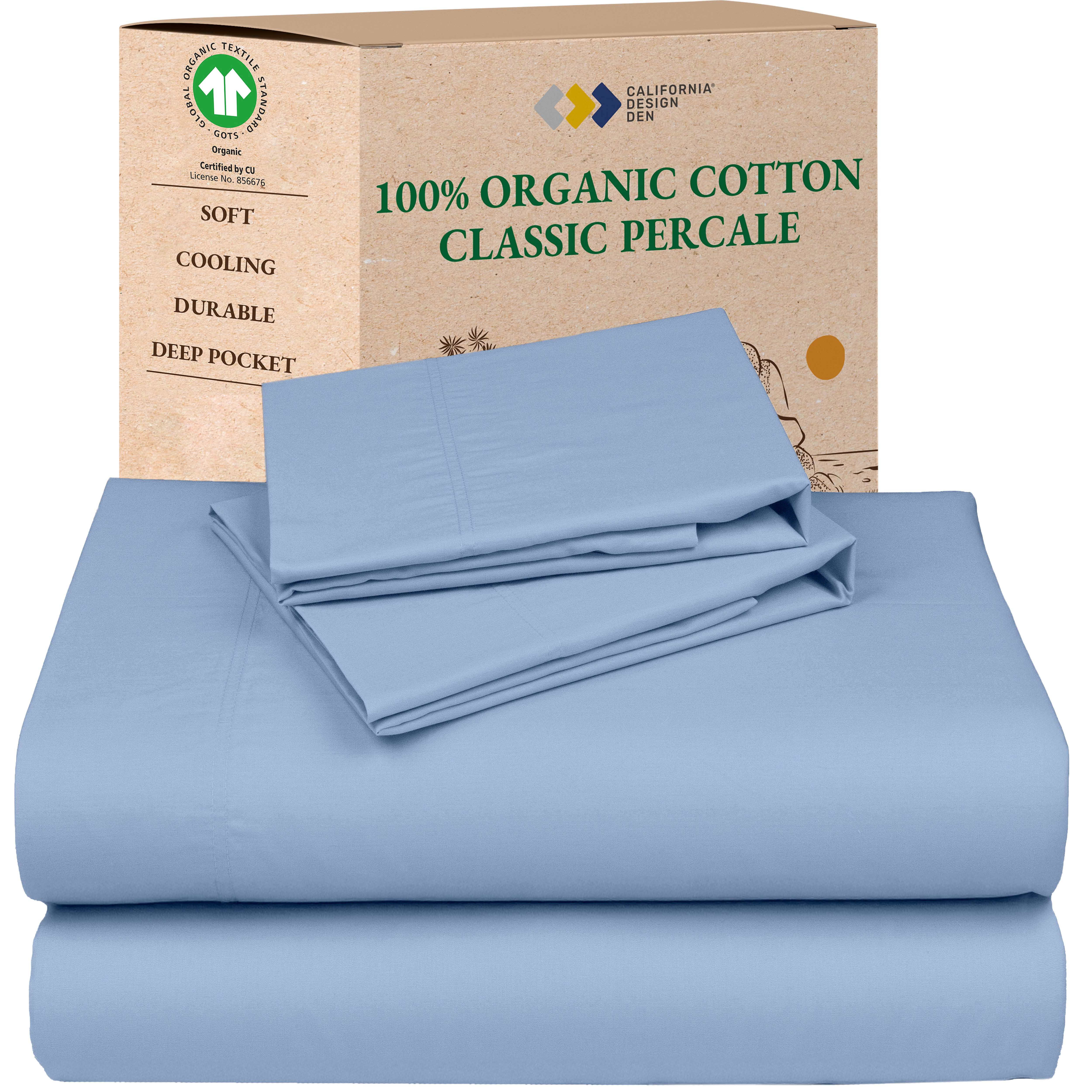 California Design Den 100% Organic Cotton Queen Bed Sheets Set - Crisp ...