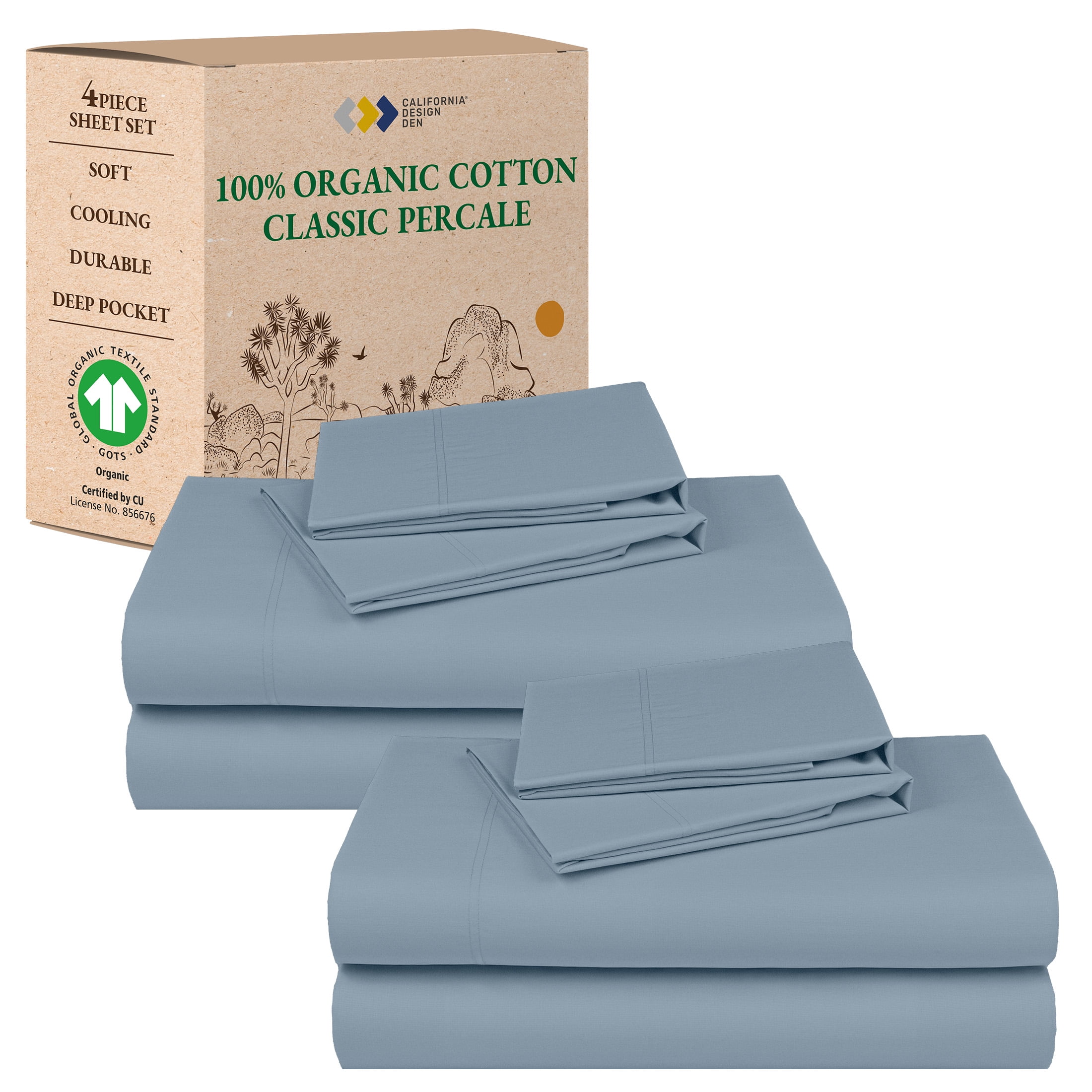 California Design Den 2-Pack 100% Organic Cotton Queen Bed Sheets Sets ...