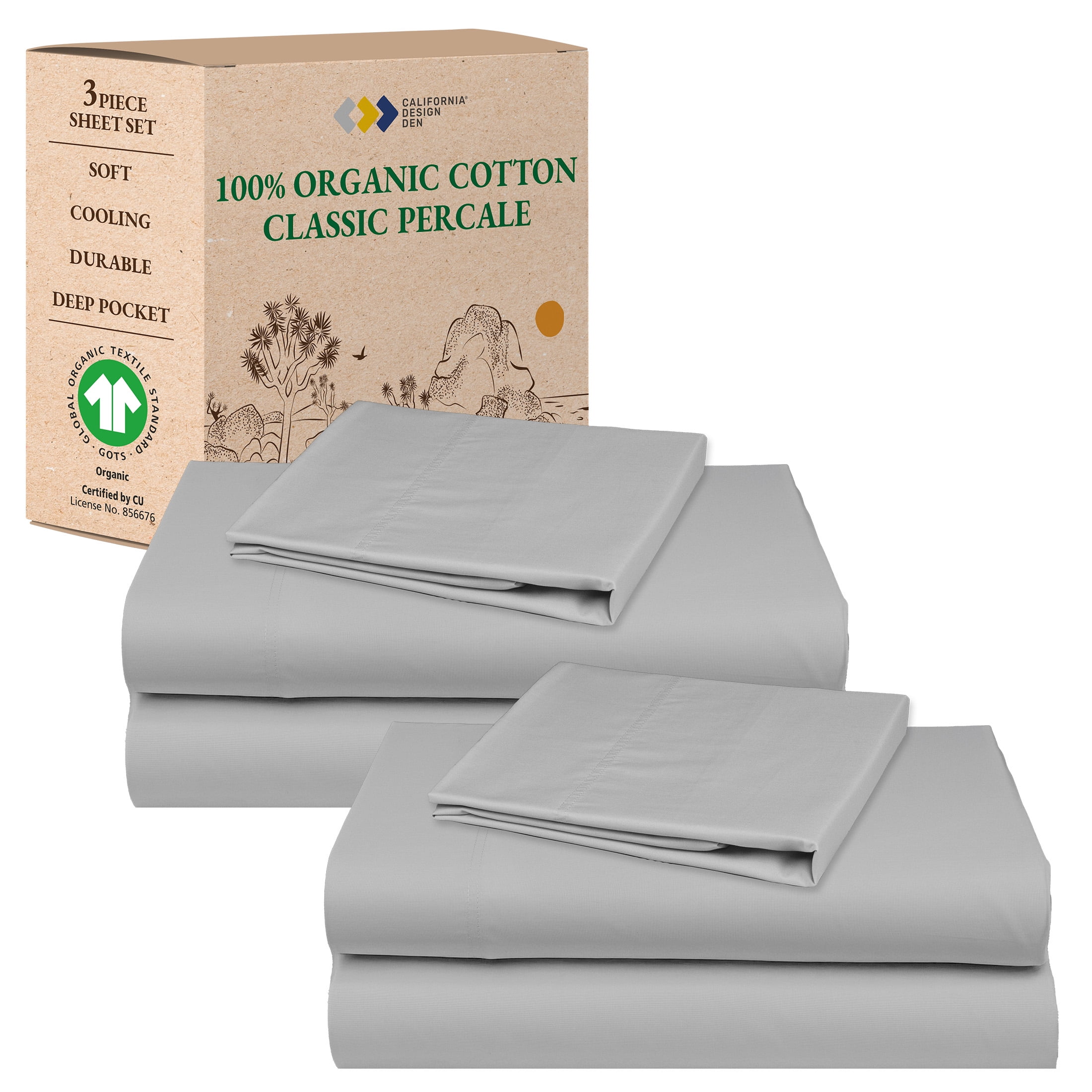 California Design Den 2 Pack Twin Sheets Sets - 100% Organic Bed Sheets ...