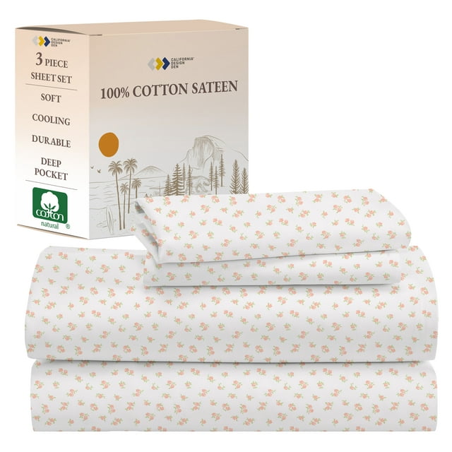 California Design Den 3 Piece Floral Bed Sheets Printed Twin XL Sheets ...