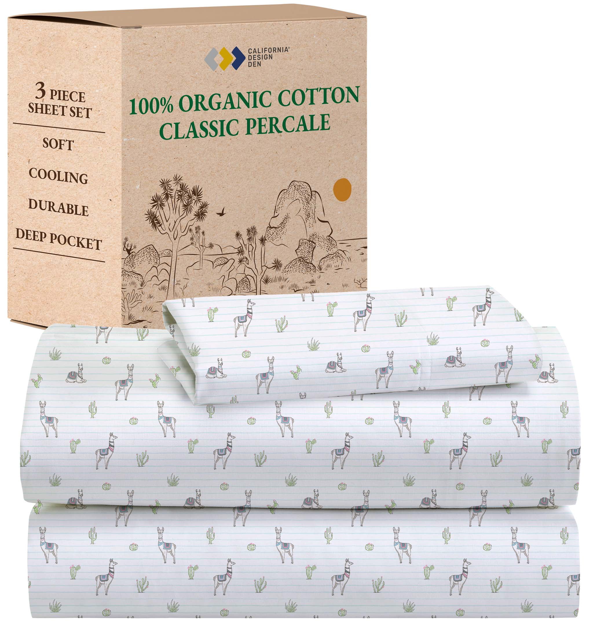California Design Den 3-Piece Printed Twin Bed Sheets Set - 100% ...