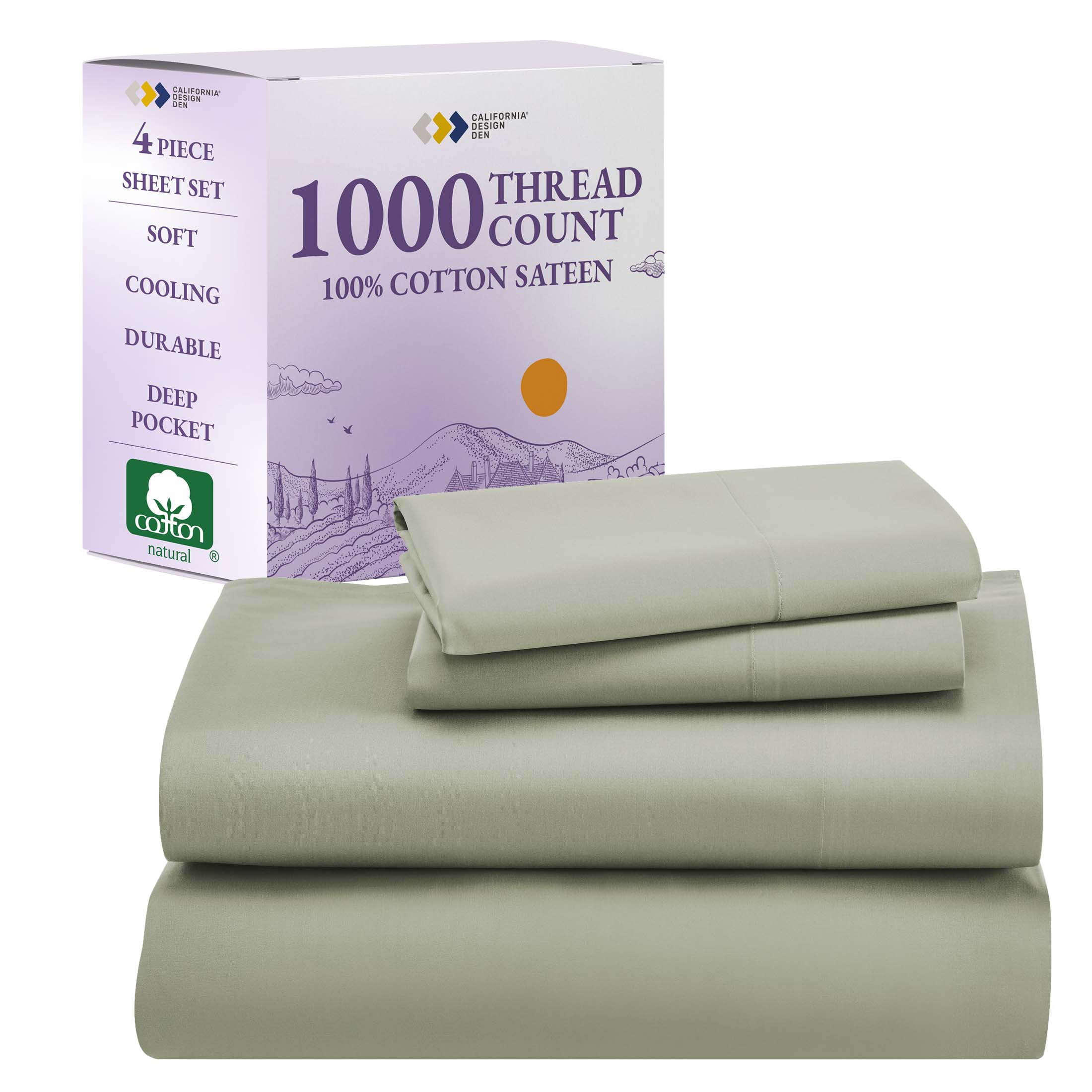 California Design Den 4 Piece King Sheets Set - Luxury 1000 Thread ...