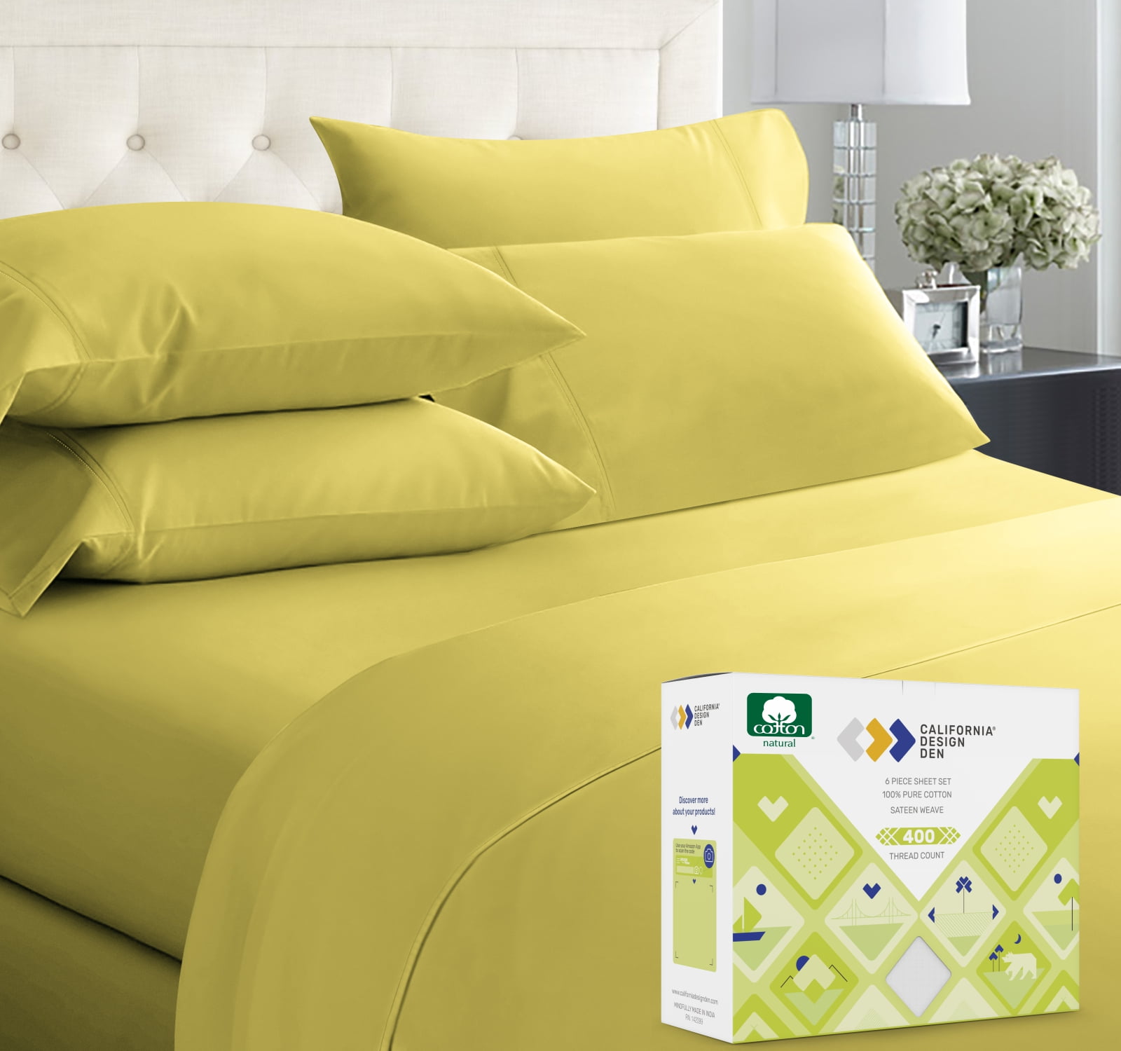 California Design Den 400 Thread Count Cotton Sateen Weave King Sheet