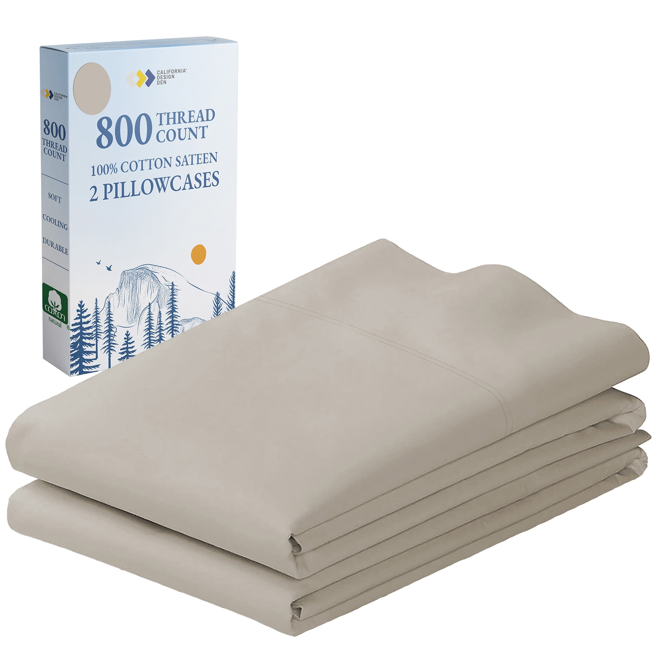 California Design Den 800 Thread Count 2 Standard Pillow Cases, 100% ...