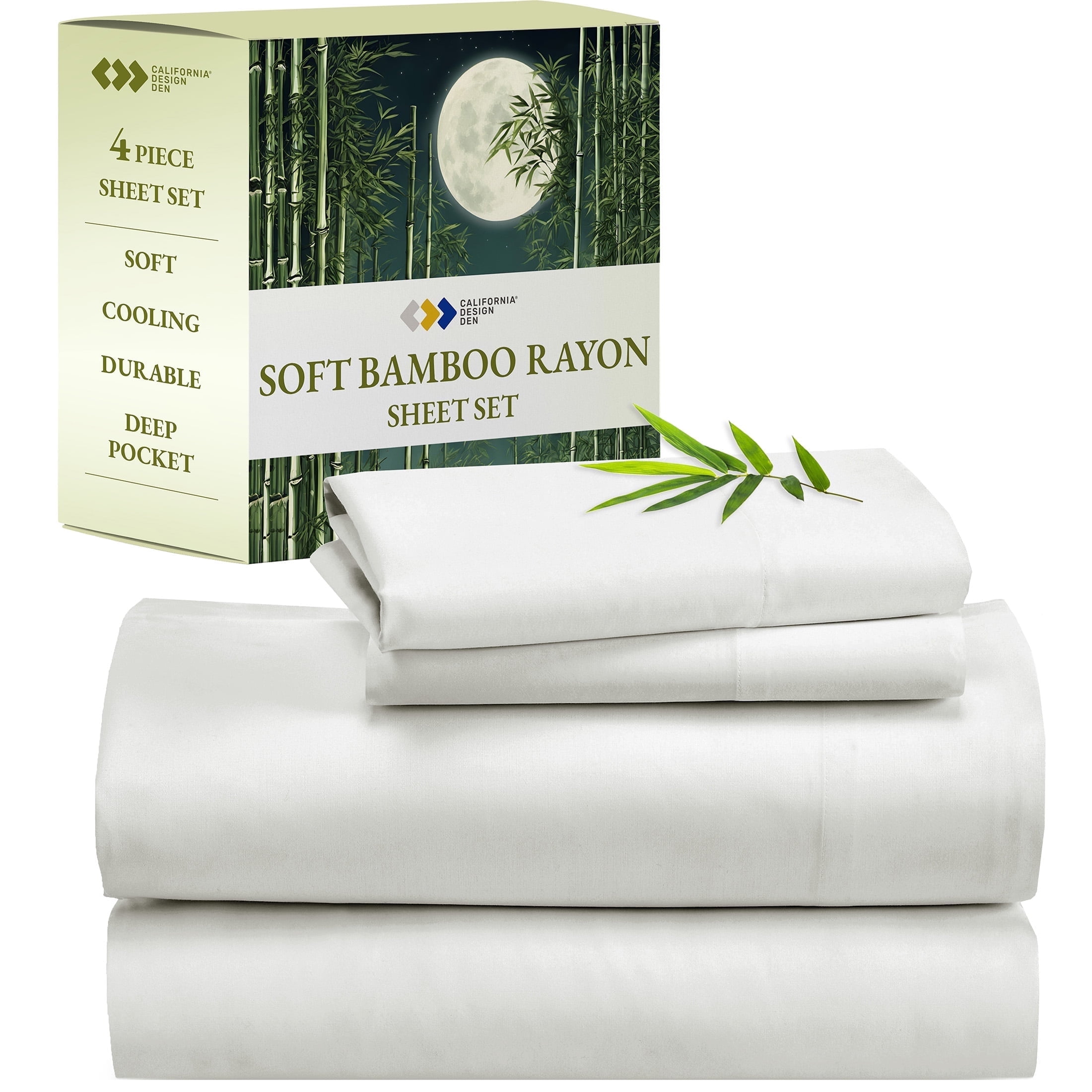 California Design Den Bed Sheets Queen - Super Soft Rayon from Bamboo ...