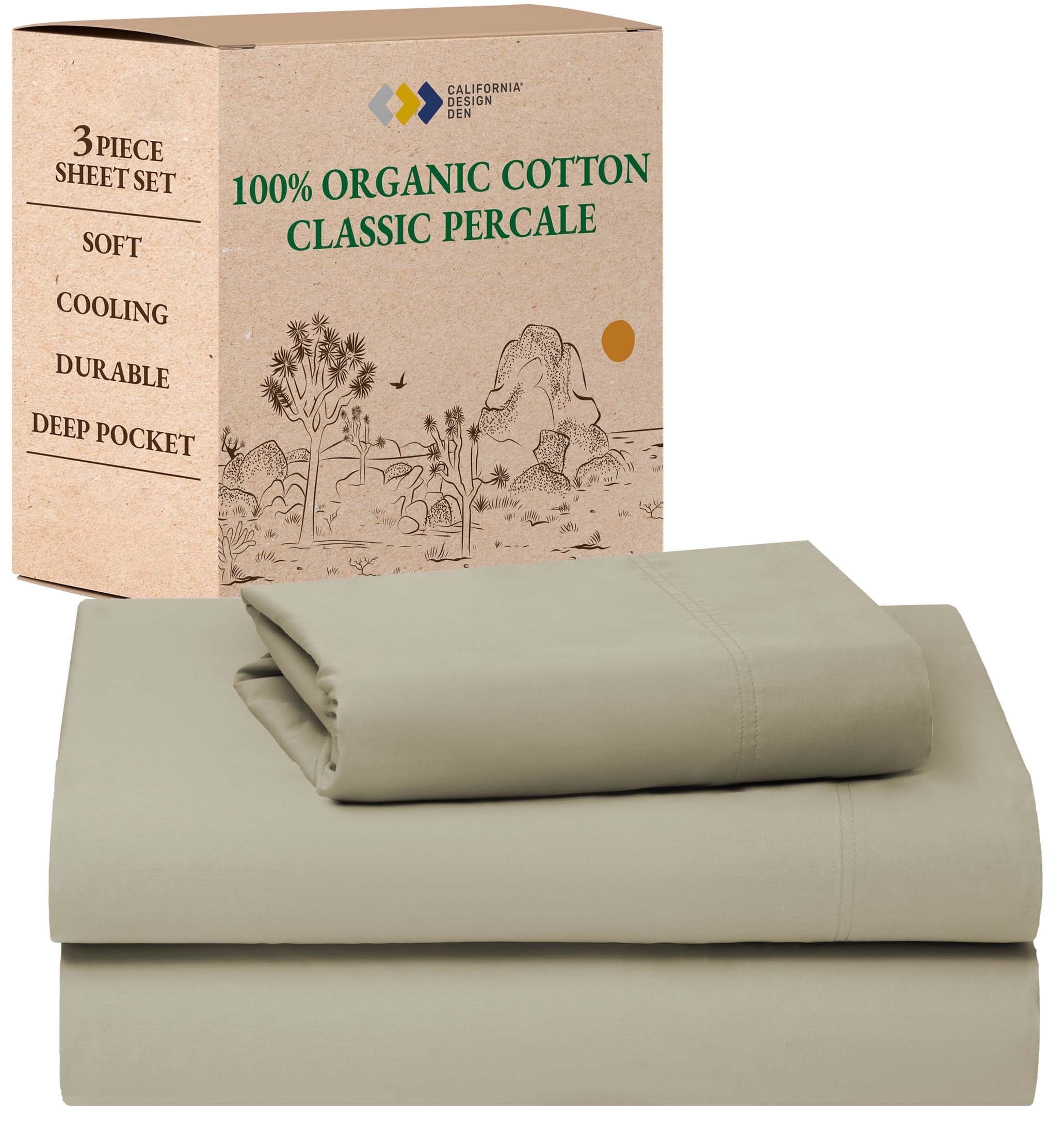 California Design Den Bed Sheets Twin XL, 100% Organic Cotton Sheet Set ...