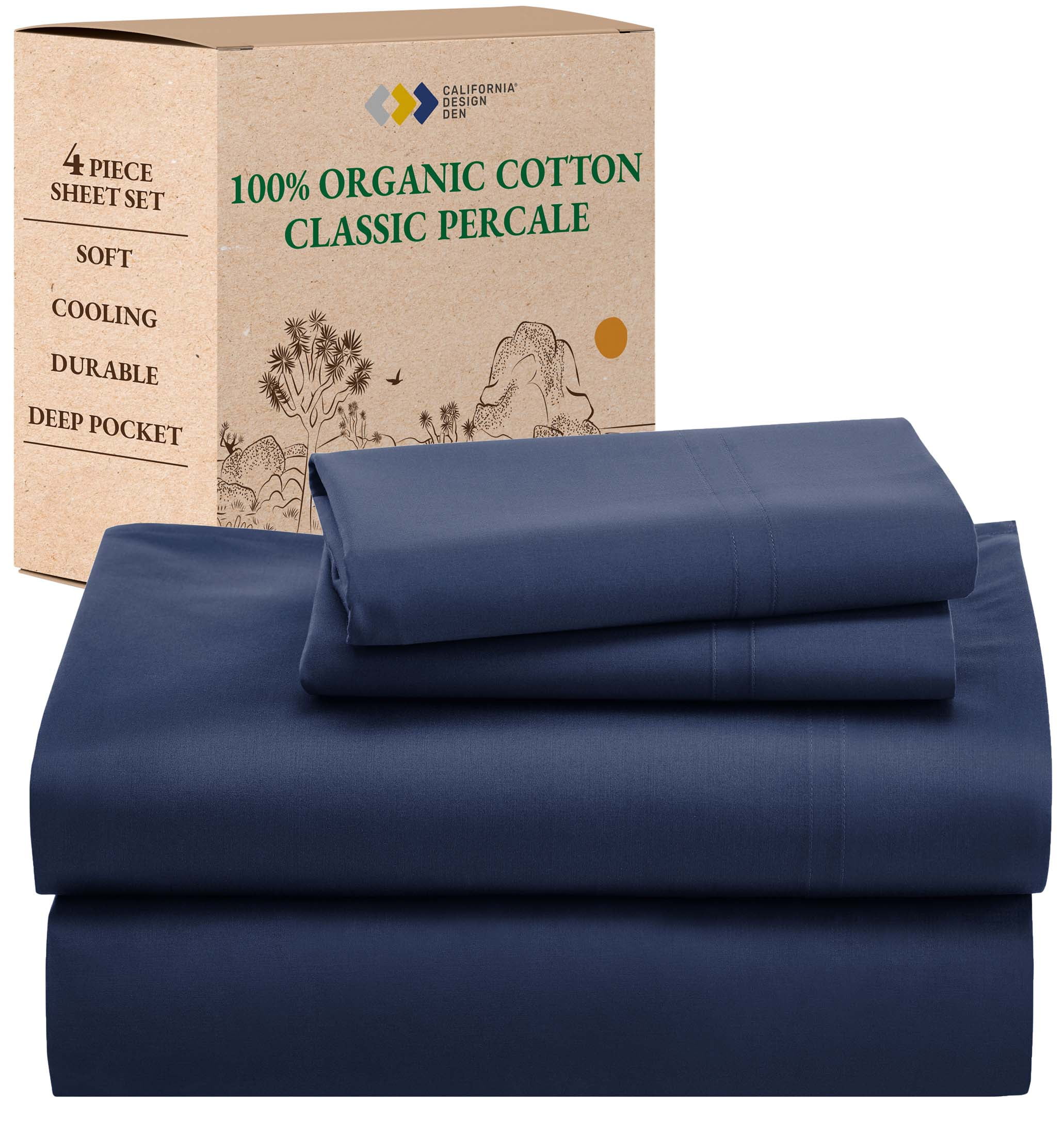 California Design Den Cal King Sheet Set, 100% Organic Cotton Sheets ...