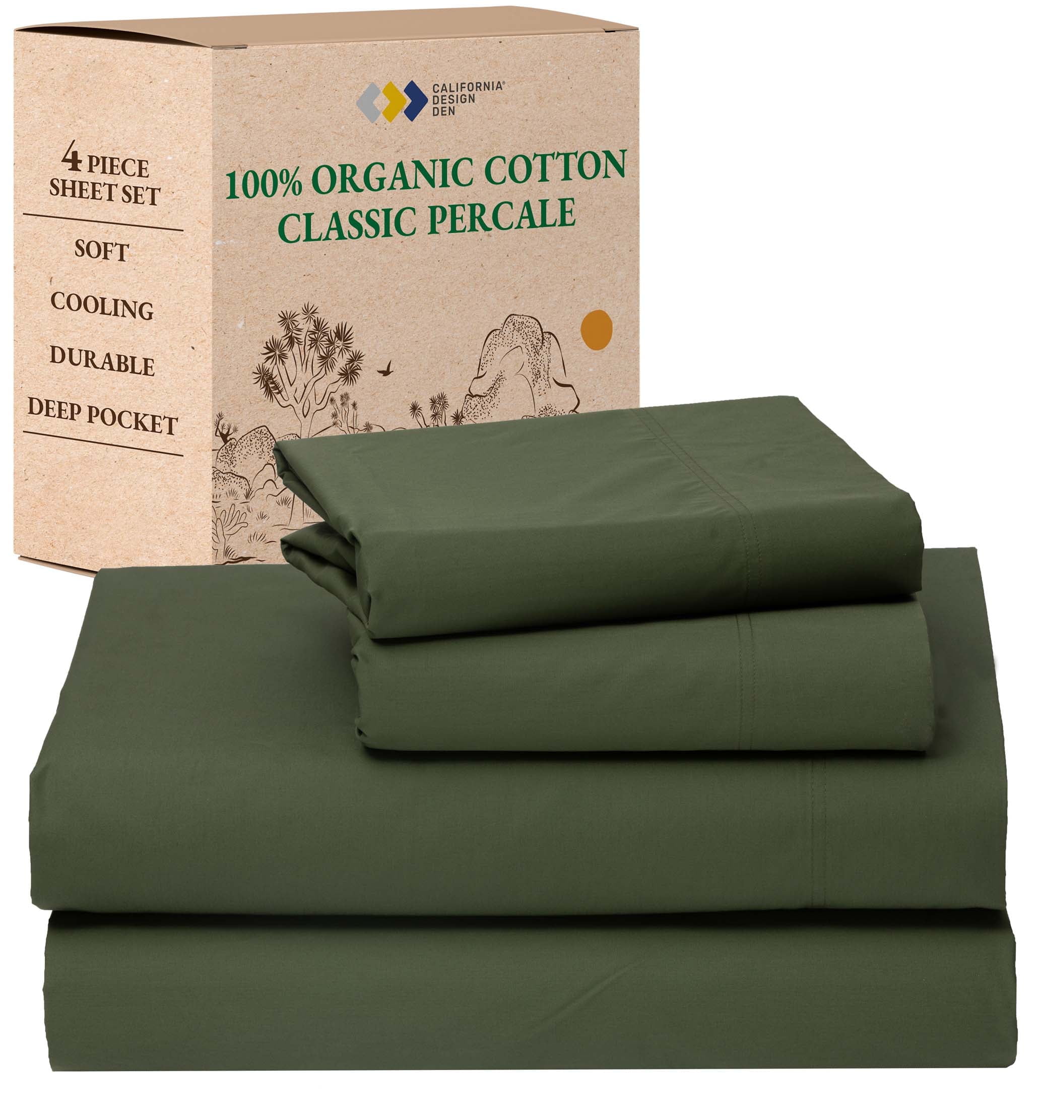 California Design Den California King Bedding Sheets, 100% Organic ...