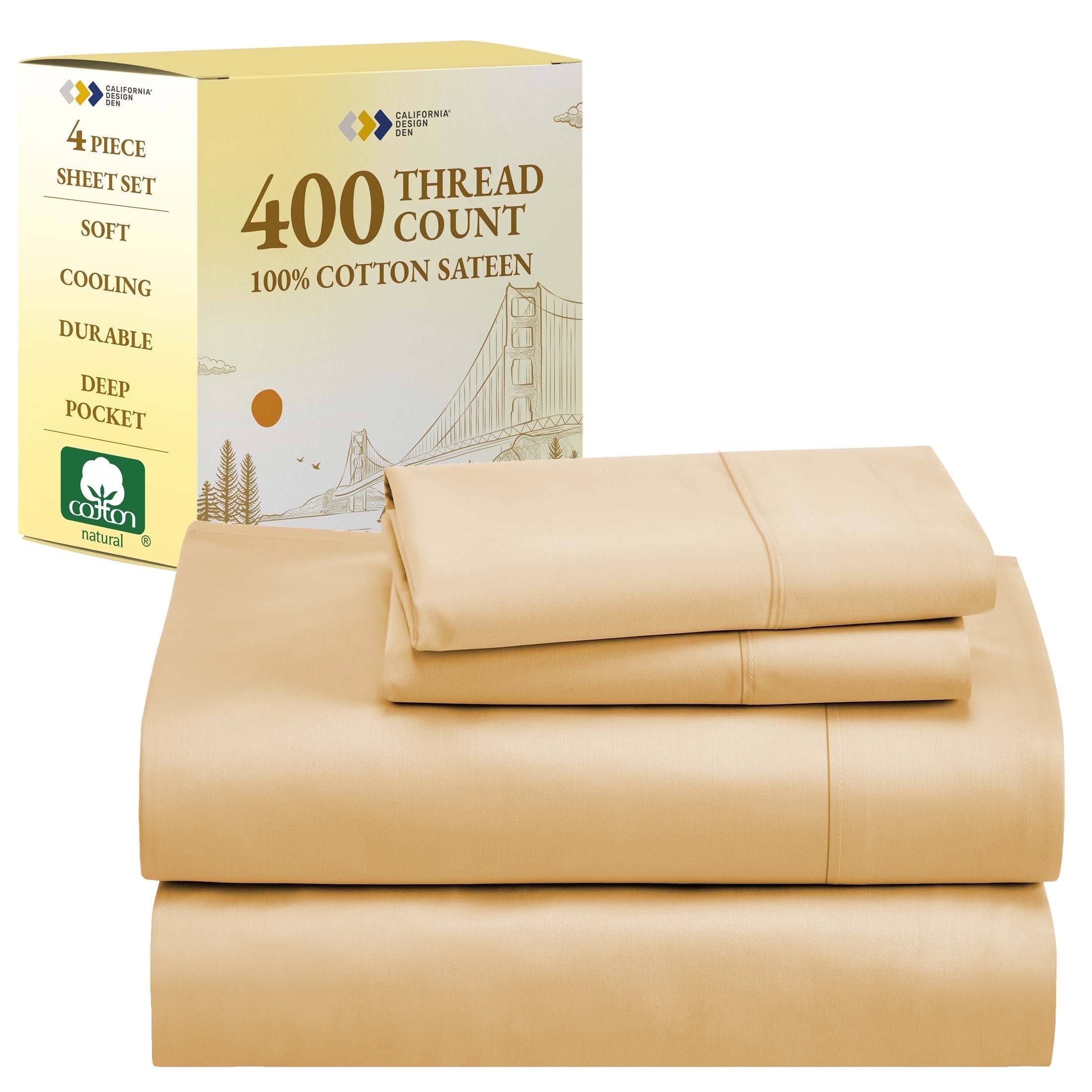 California Design Den California King Sheets Set -400 Thread Count 100% ...