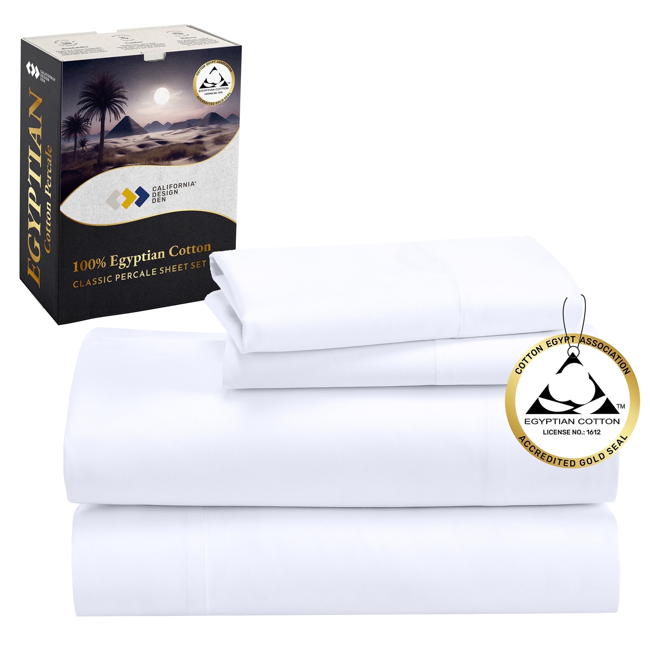 California Design Den Certified Luxury 100% Egyptian Cotton Queen Sheet ...