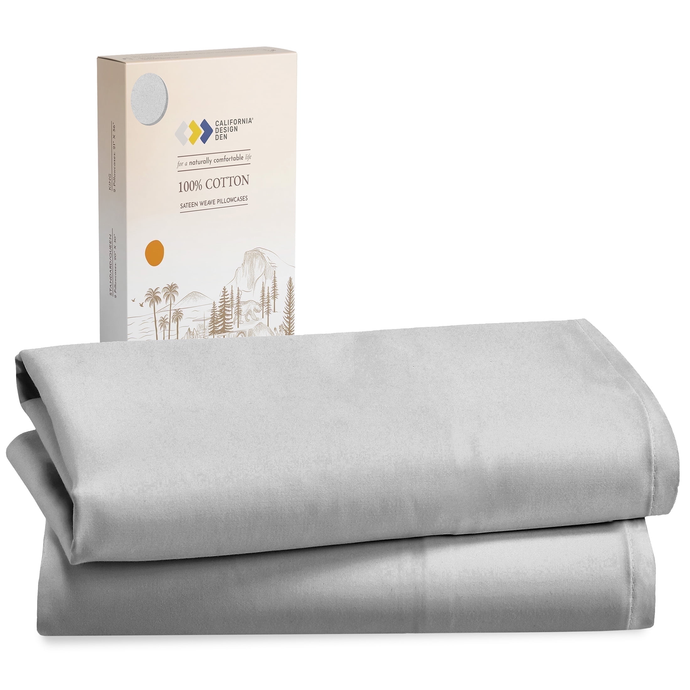 California Design Den King Size, 100% Cotton, Sateen Weave Pillowcases ...