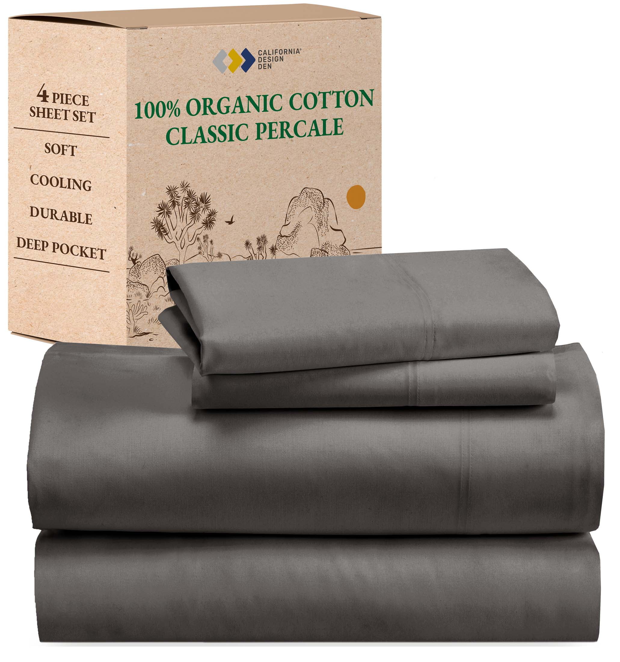 California Design Den Queen Sheet Set, 100% Organic Cotton Sheets ...