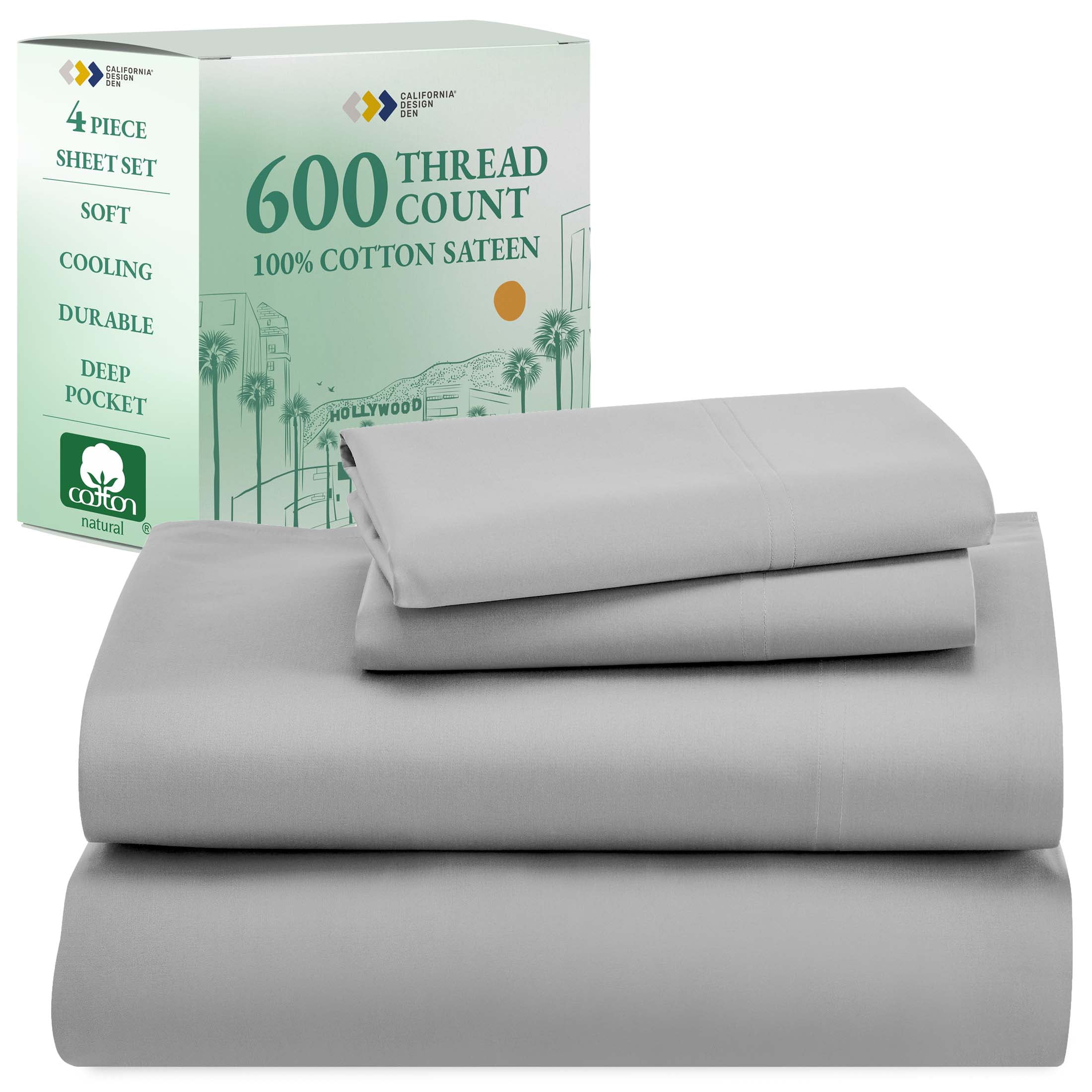California Design Den Queen Size Bed Sheets - Luxury 600 Thread Count ...