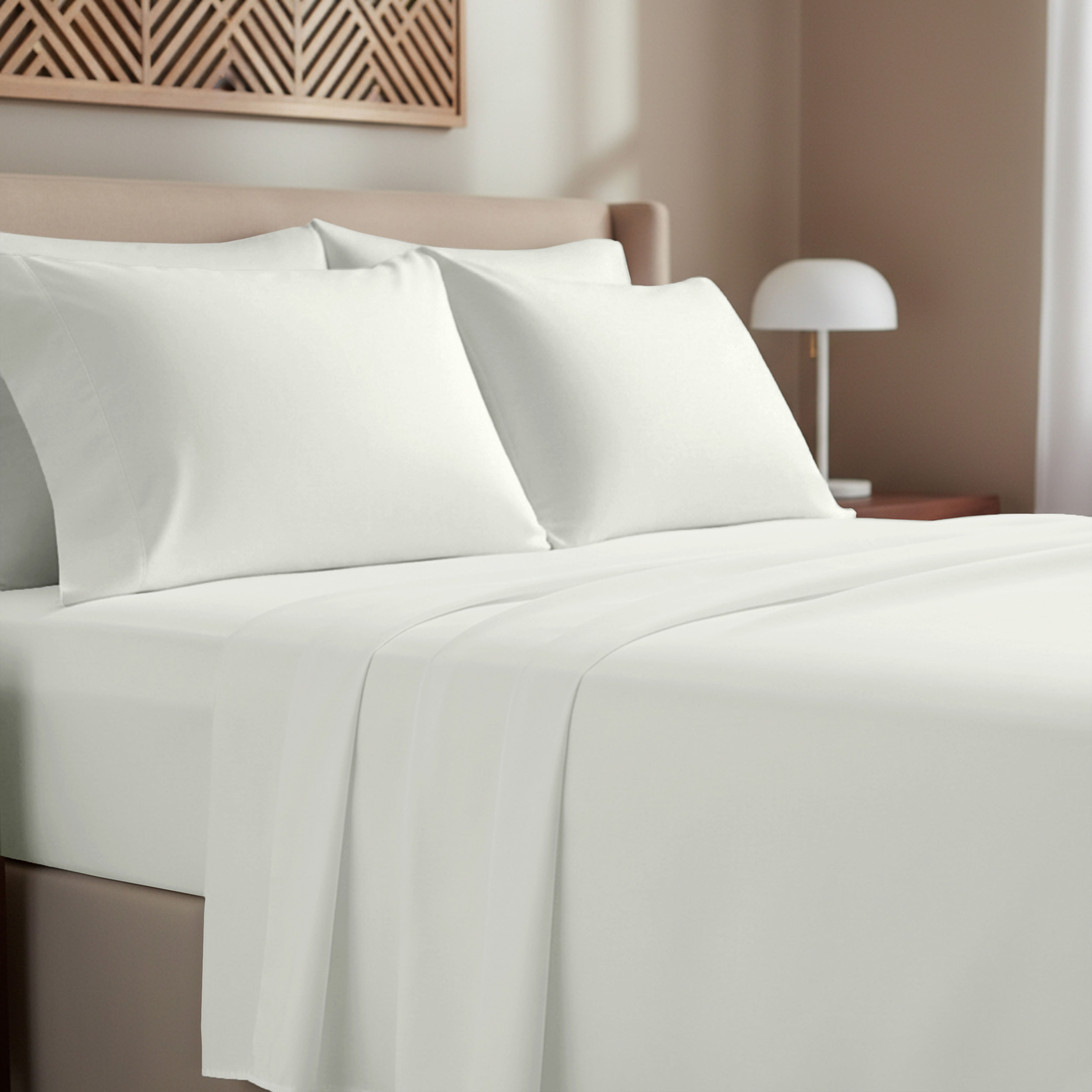 California Design Den 100% Cotton 4-Piece Queen Sheet Set, Eggshell ...