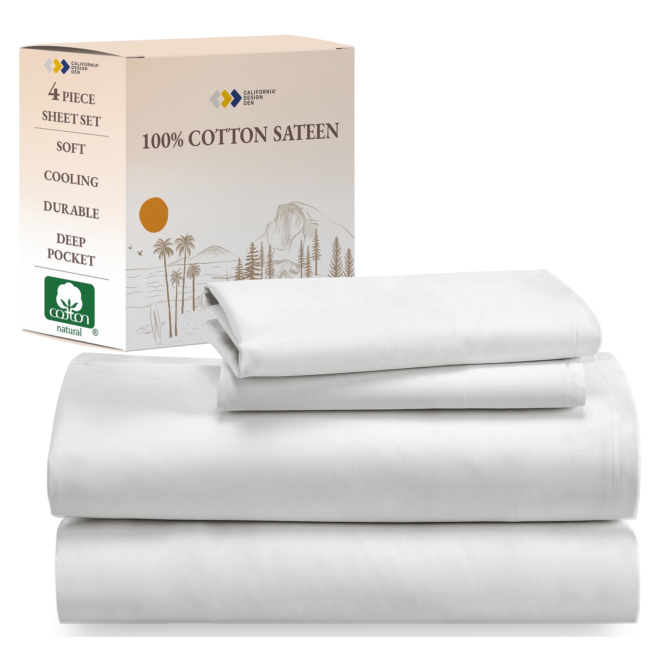 California Design Den Queen Size Sheets - 100% Cotton Bed Sheets Set ...