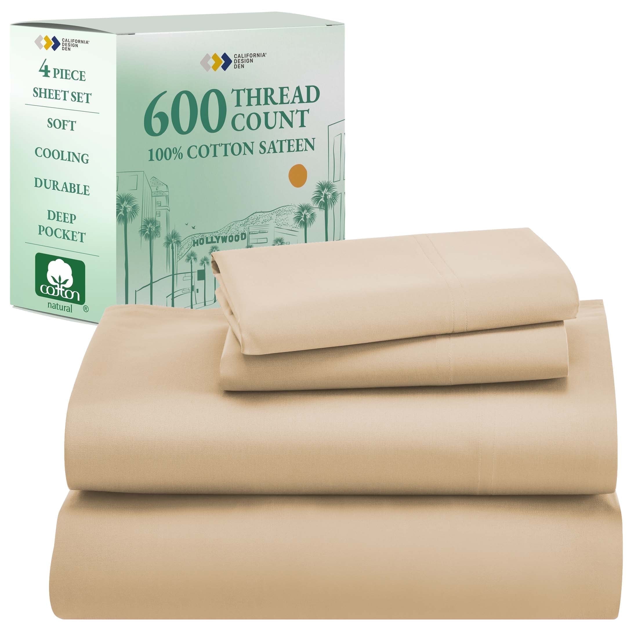 California Design Den Queen Size Sheets 100% Cotton Set - Luxury 600 ...