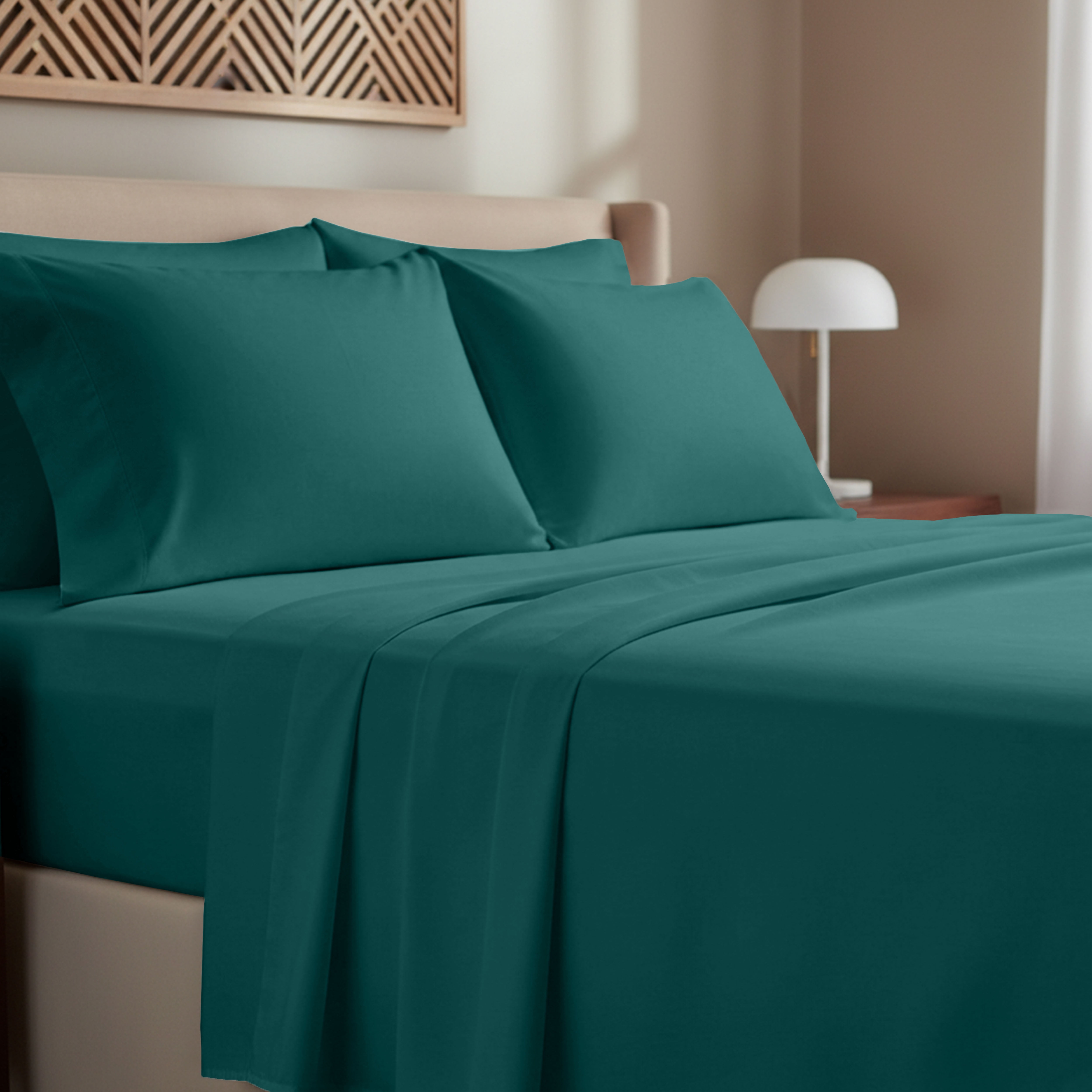 California Design Den 100% Cotton 4-Piece Queen Sheet Set, Teal (Deep ...