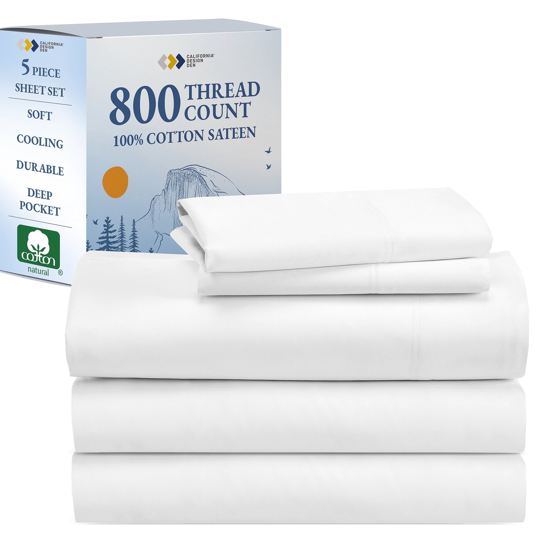 California Design Den Split King Sheets For Adjustable Bed - Luxury 800 ...