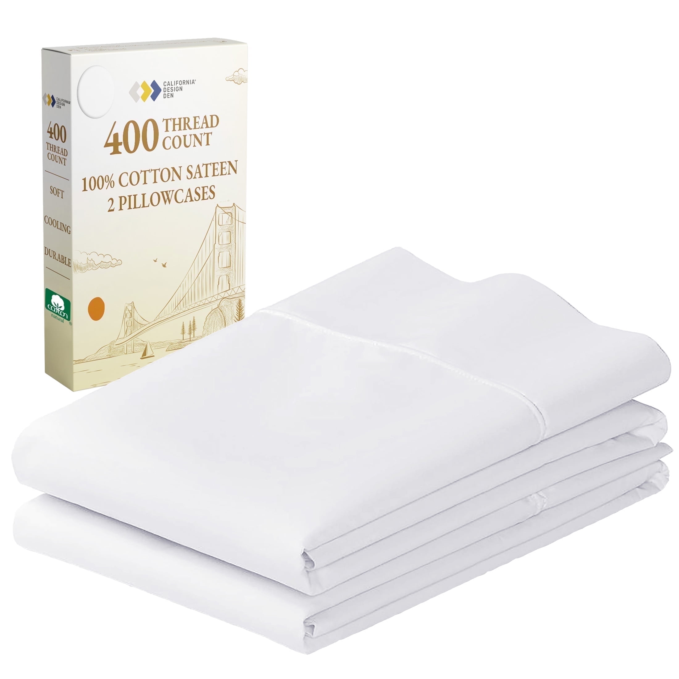 California Design Den Pillow Cases - 400 TC, 100% Cotton, Set of 2 ...
