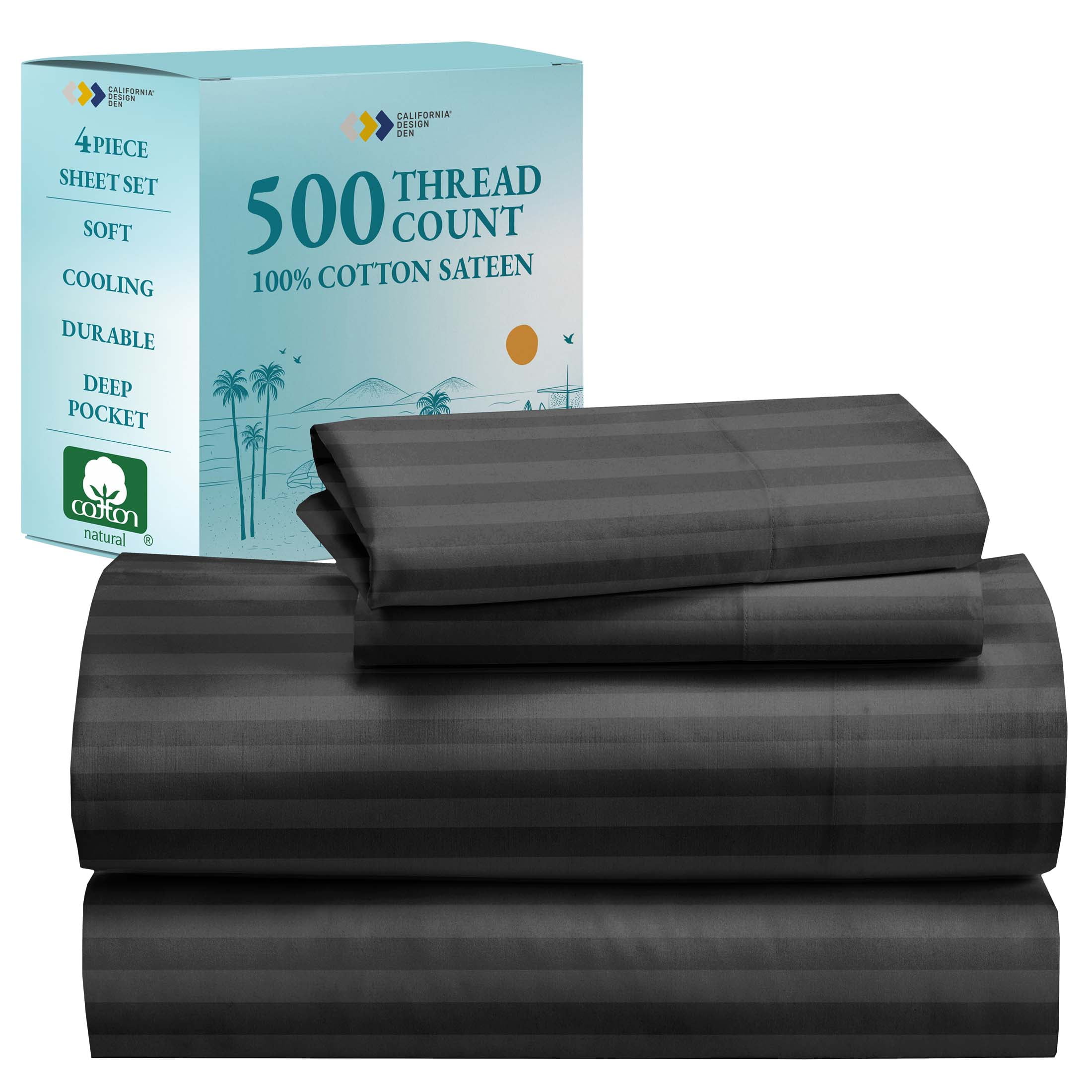 California Design Den Striped Queen Sheet Sets - Soft Cooling 500 ...