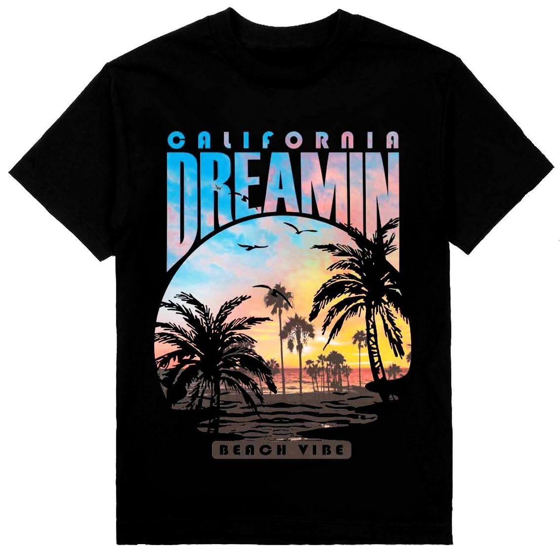 California Dreamin Mens Heavyweight T-Shirt Print On Shaka Wear Tee ...