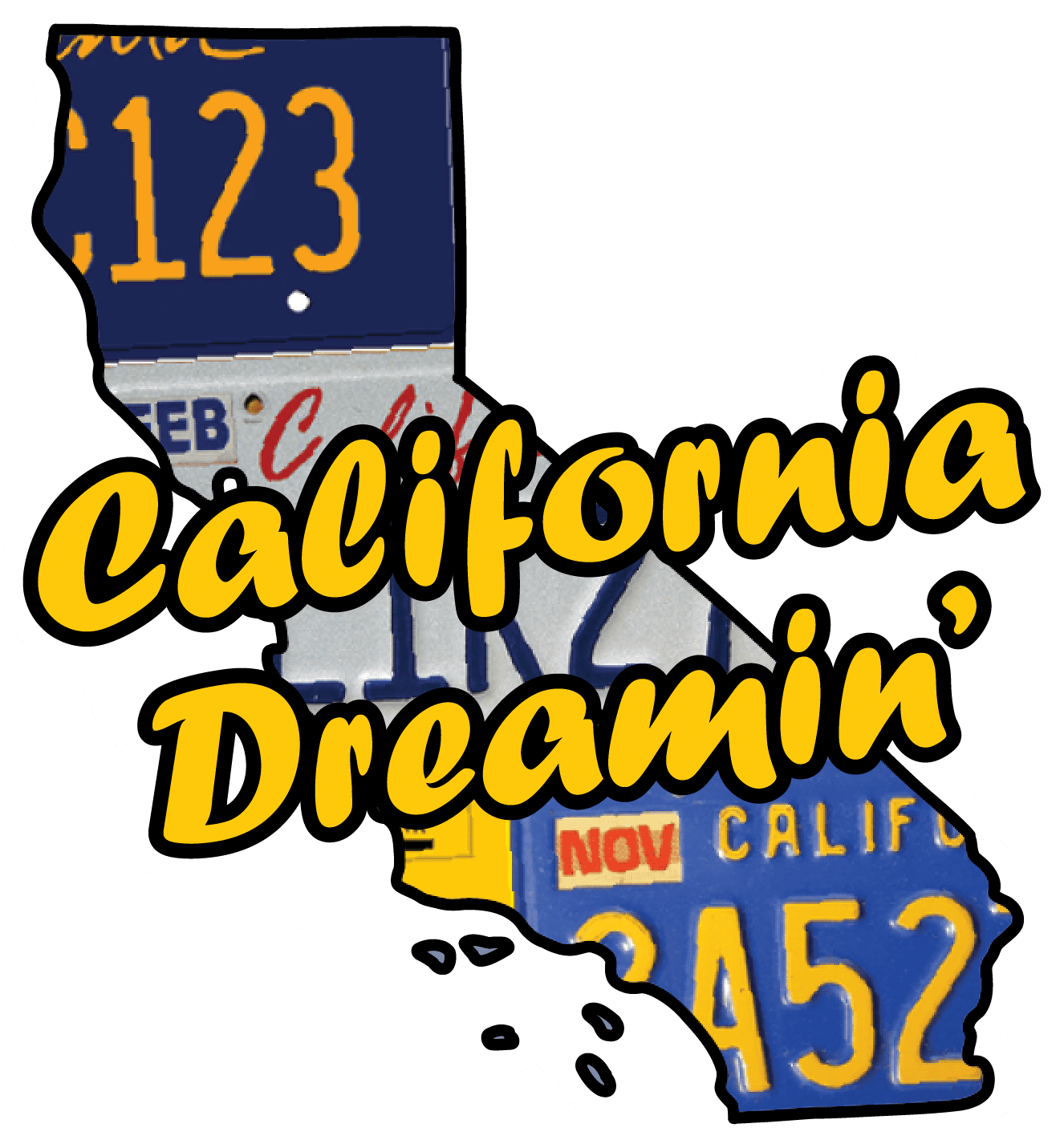 California Dreamin' State Shape Great Gift Idea Single 5 Inch Magnet ...