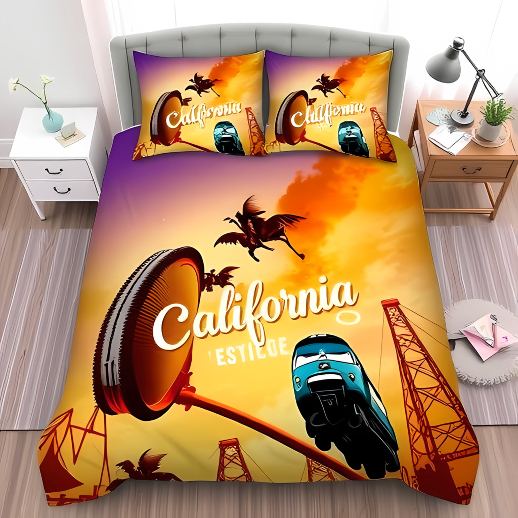 California Dreaming 3-Piece Duvet Cover Set - Vibrant Sunset Bedding ...