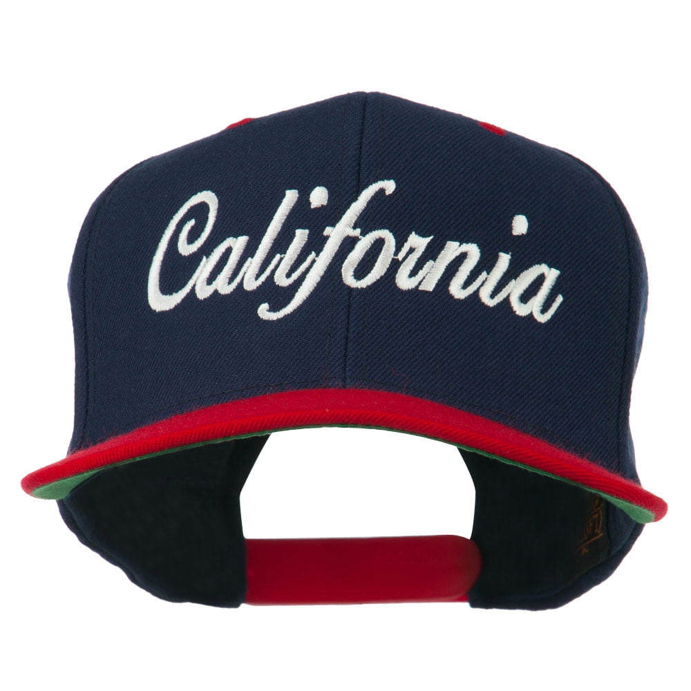 California Embroidered Snapback Cap - Navy Red OSFM - Walmart.com