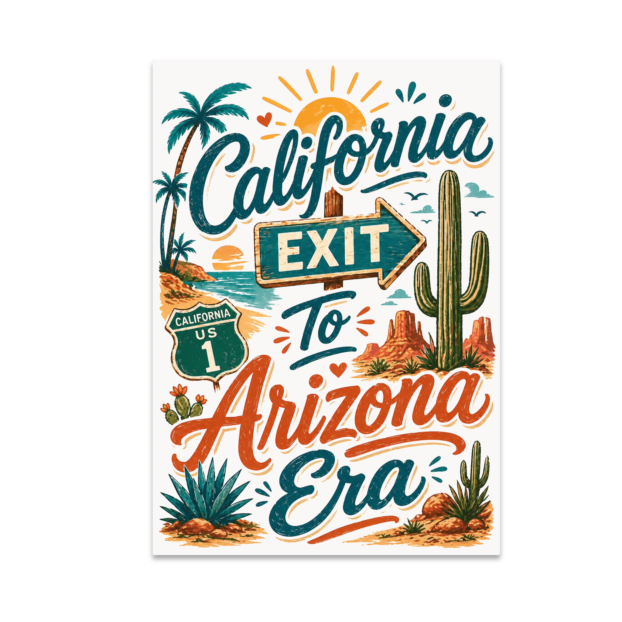 California Exit To Arizona Era Poster Print - Desert Decor Enthusiast ...