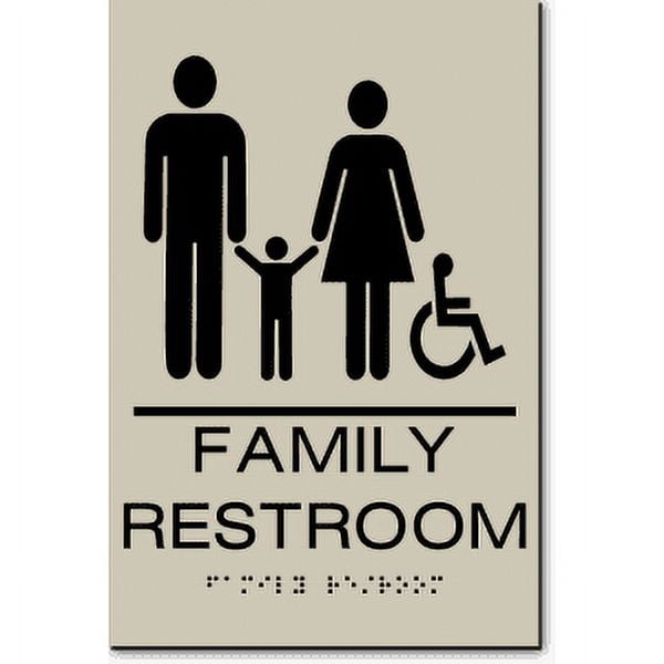 California FAMILY RESTROOM Accessible Wall Sign-Taupe / Black (3 Units ...