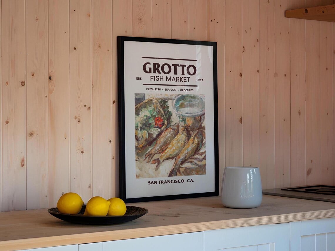 California Fish Market Kitchen Wall Art, Unframed Paper Print Size ...