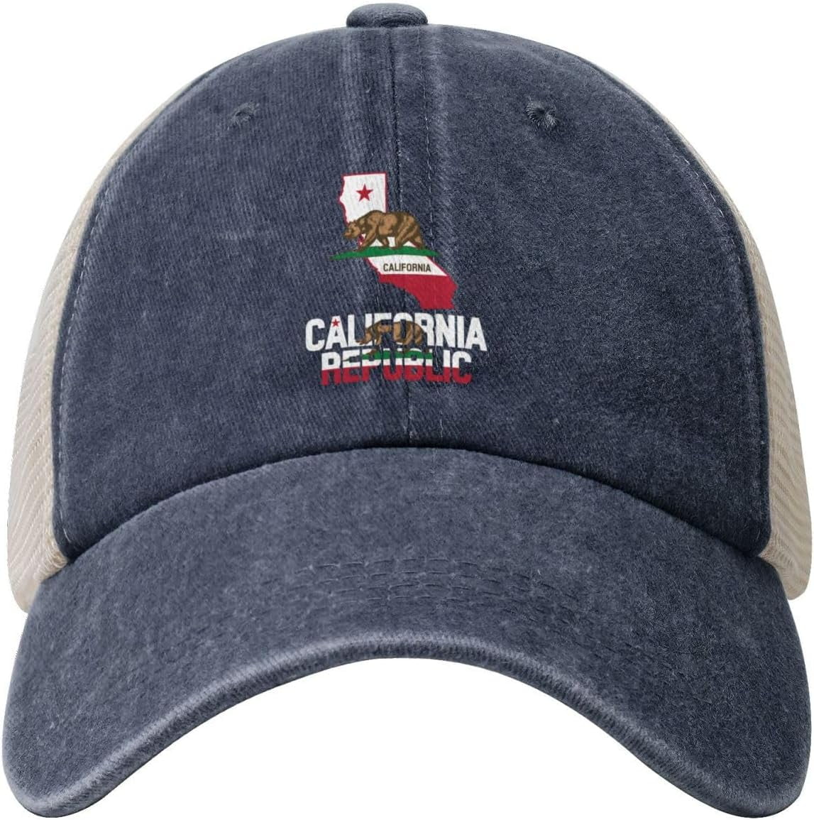 California Flag Map Cowboy Hat Men Vintage Mesh Baseball Cap Women Dad ...