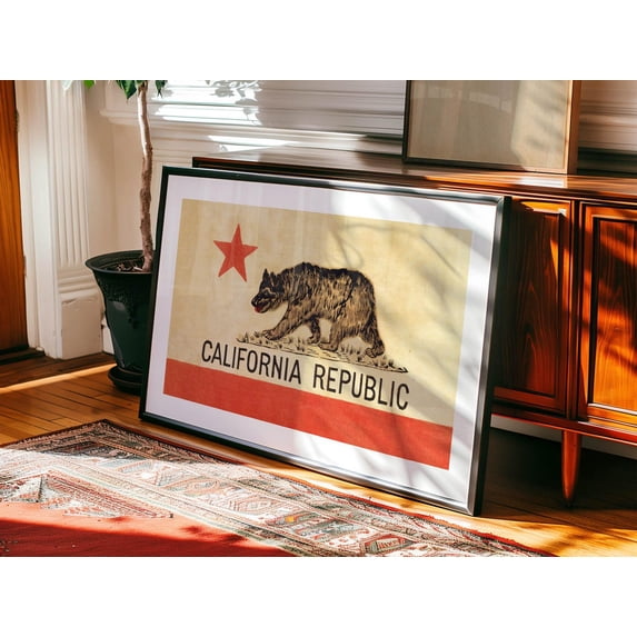 California Flag Retro Cabin Wall Art, Unframed Canvas Size 24x36 ...
