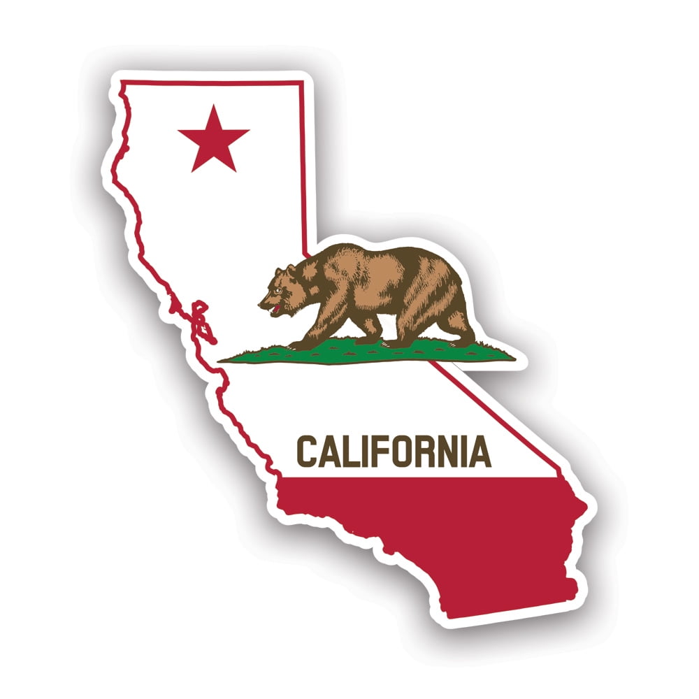 California Flag State Shaped Sticker Decal - Self Adhesive Vinyl - Weatherproof - Made in USA ...