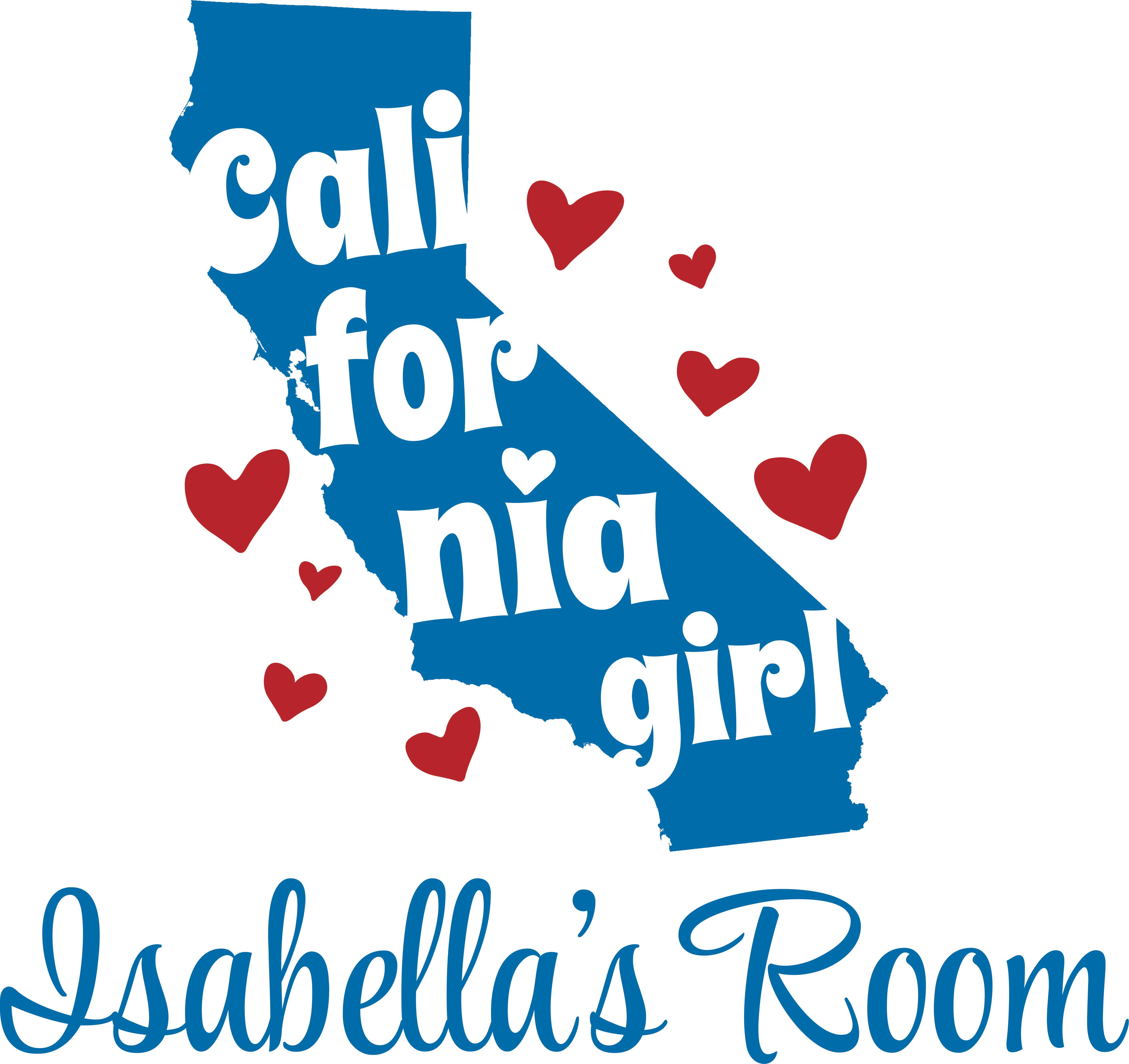 California Girl Hearts Cali Map Customized Wall Decal - Custom Vinyl ...