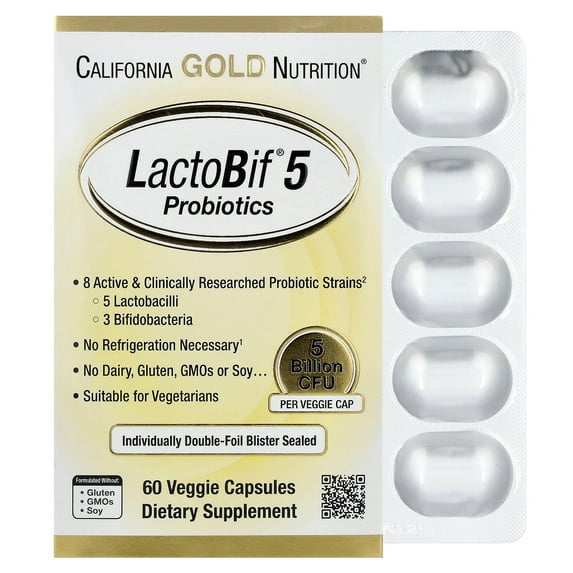 California Gold Nutrition LactoBif® 5 Probiotics 8 Strains 5 Billion ...