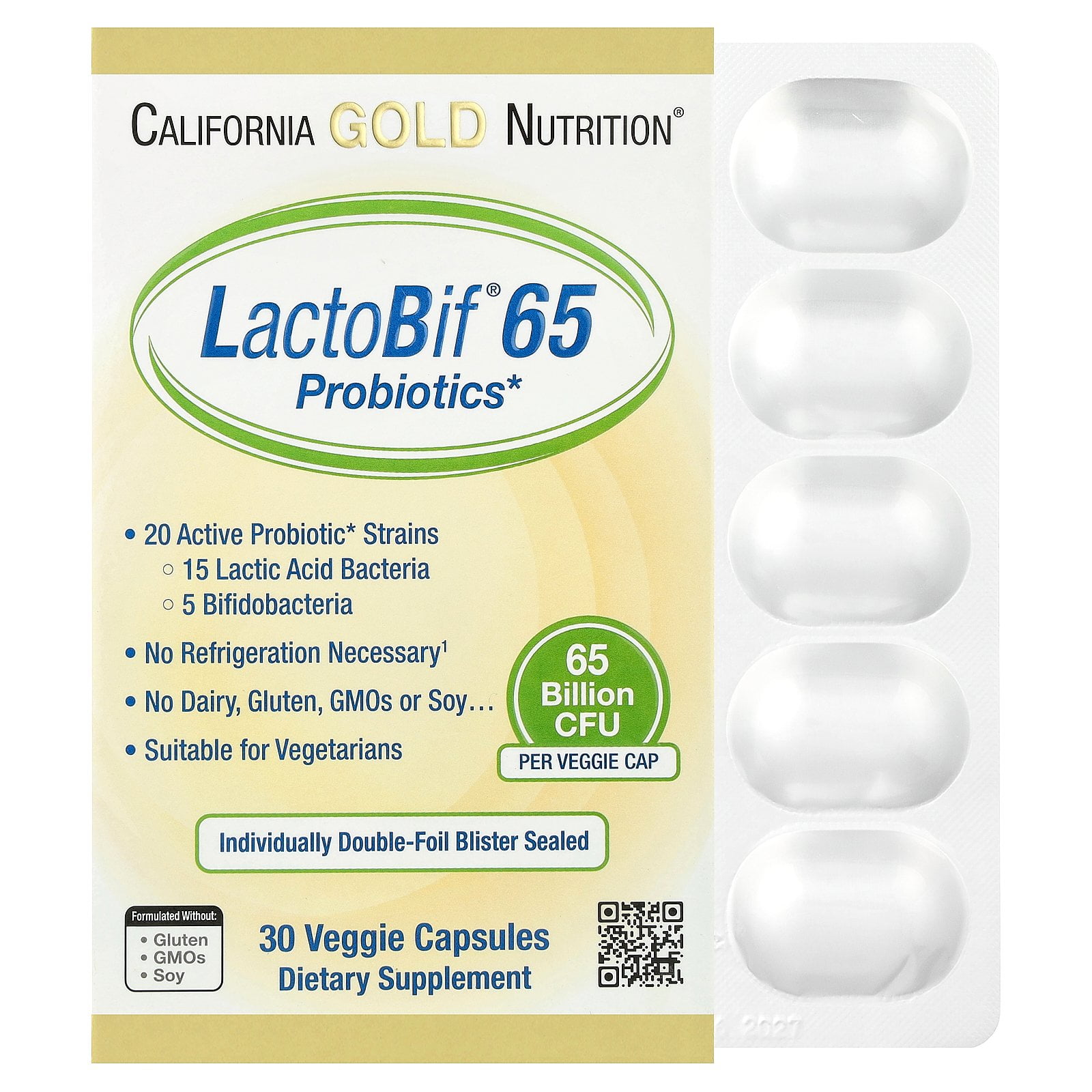 California Gold Nutrition LactoBif® 65 Probiotics, 30 Veggie Capsules ...