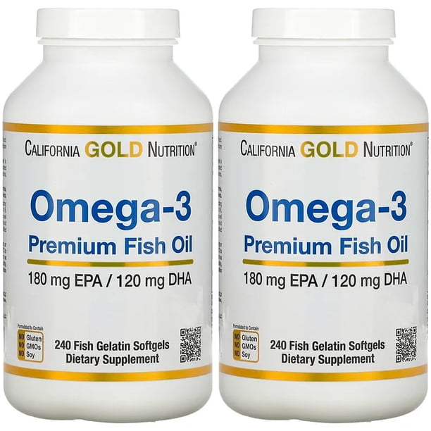 California Gold Nutrition Premium Fish Oil, Omega-3, 180 mg EPA, 120 mg ...