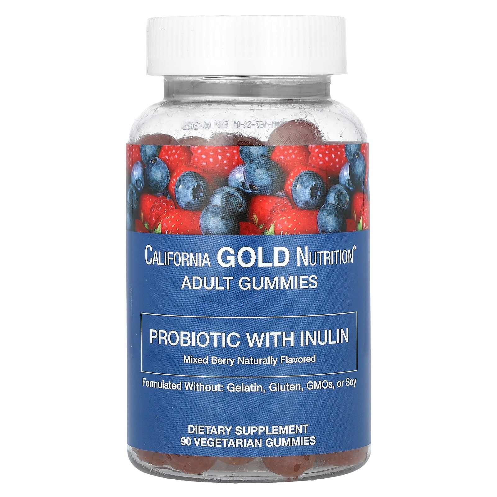 California Gold Nutrition Probiotic with Inulin Gummies, Natural Mixed ...