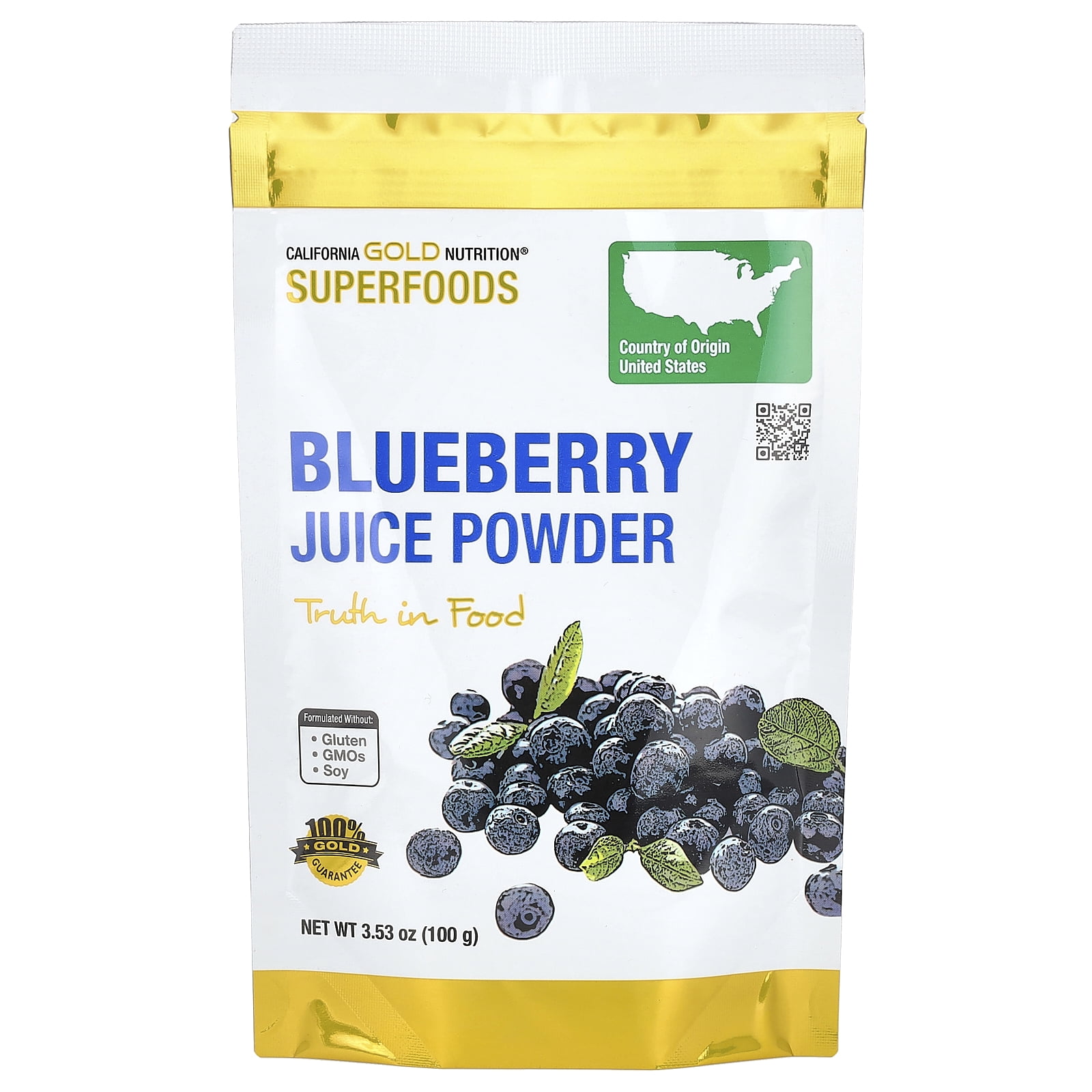 California Gold Nutrition Superfoods, Blueberry Juice Powder, 3.53 oz ...