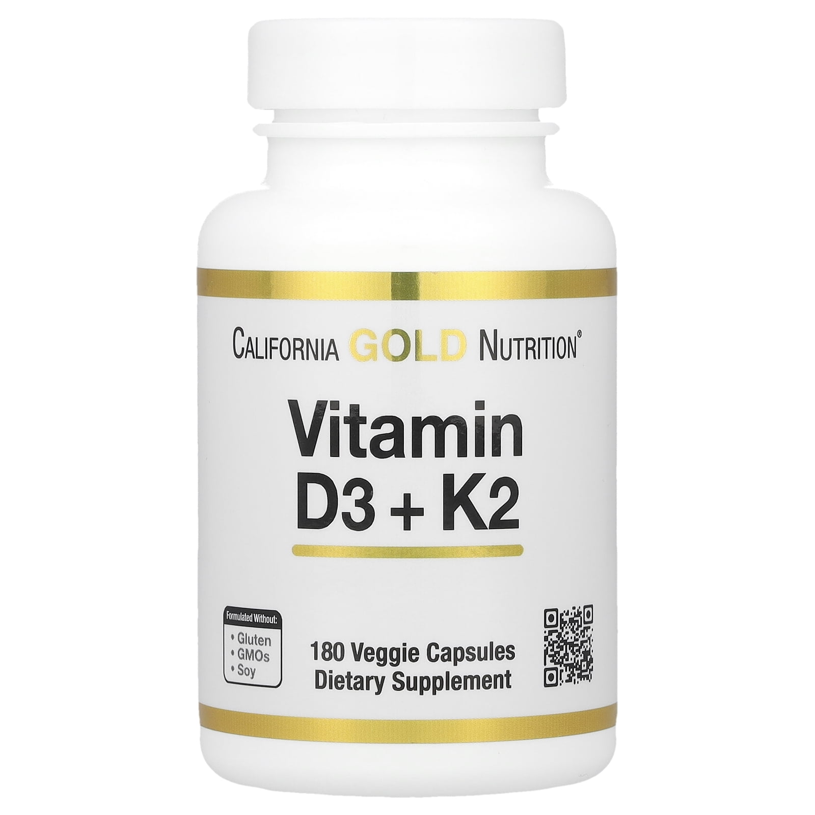 California Gold Nutrition Vitamin D3 + K2, 180 Veggie Capsules ...