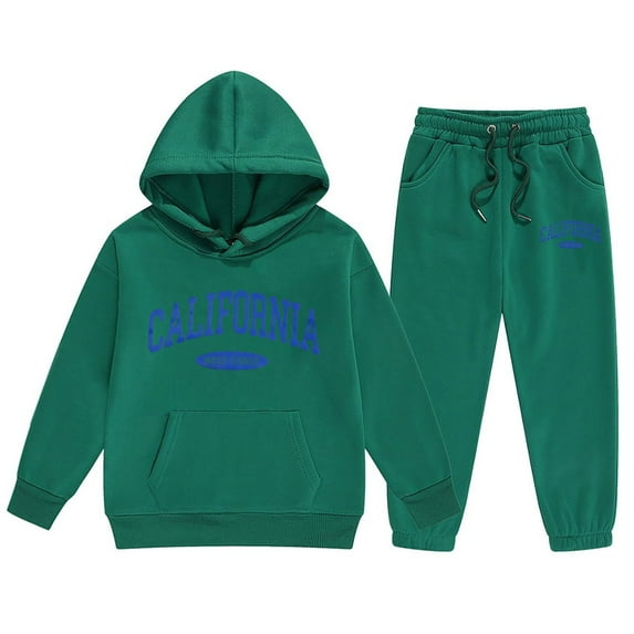 California Graphic Pullover Hoodie & Sweatpants Set - Black - Stylish ...