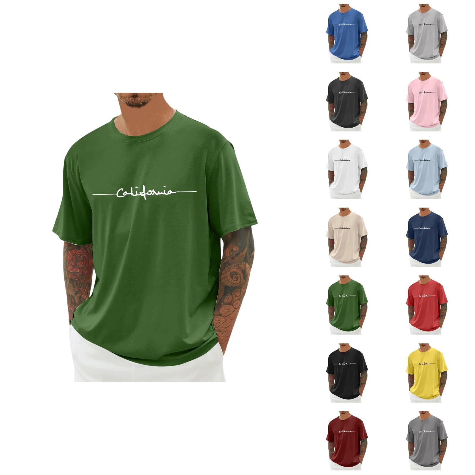 California Graphic Tees for Men Summer Short Sleeve Crewneck Casual ...
