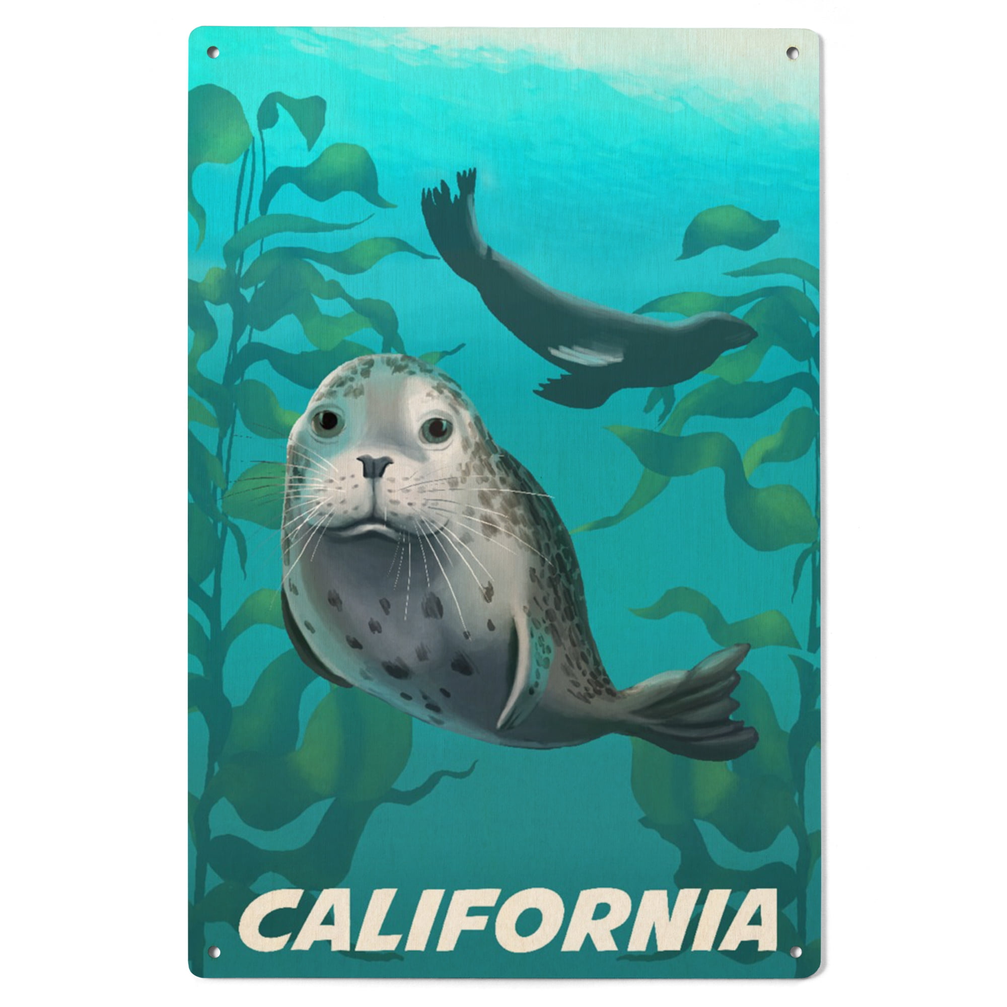California, Harbor Seals Birch Wood Wall Sign (6x9 Rustic Home Decor ...