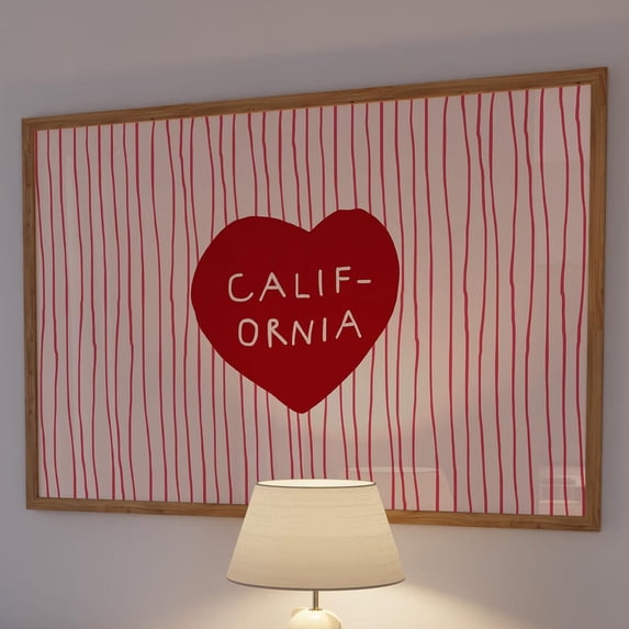California Heart Art Print: Trendy State Love Poster UNFRAMED PAPER ...