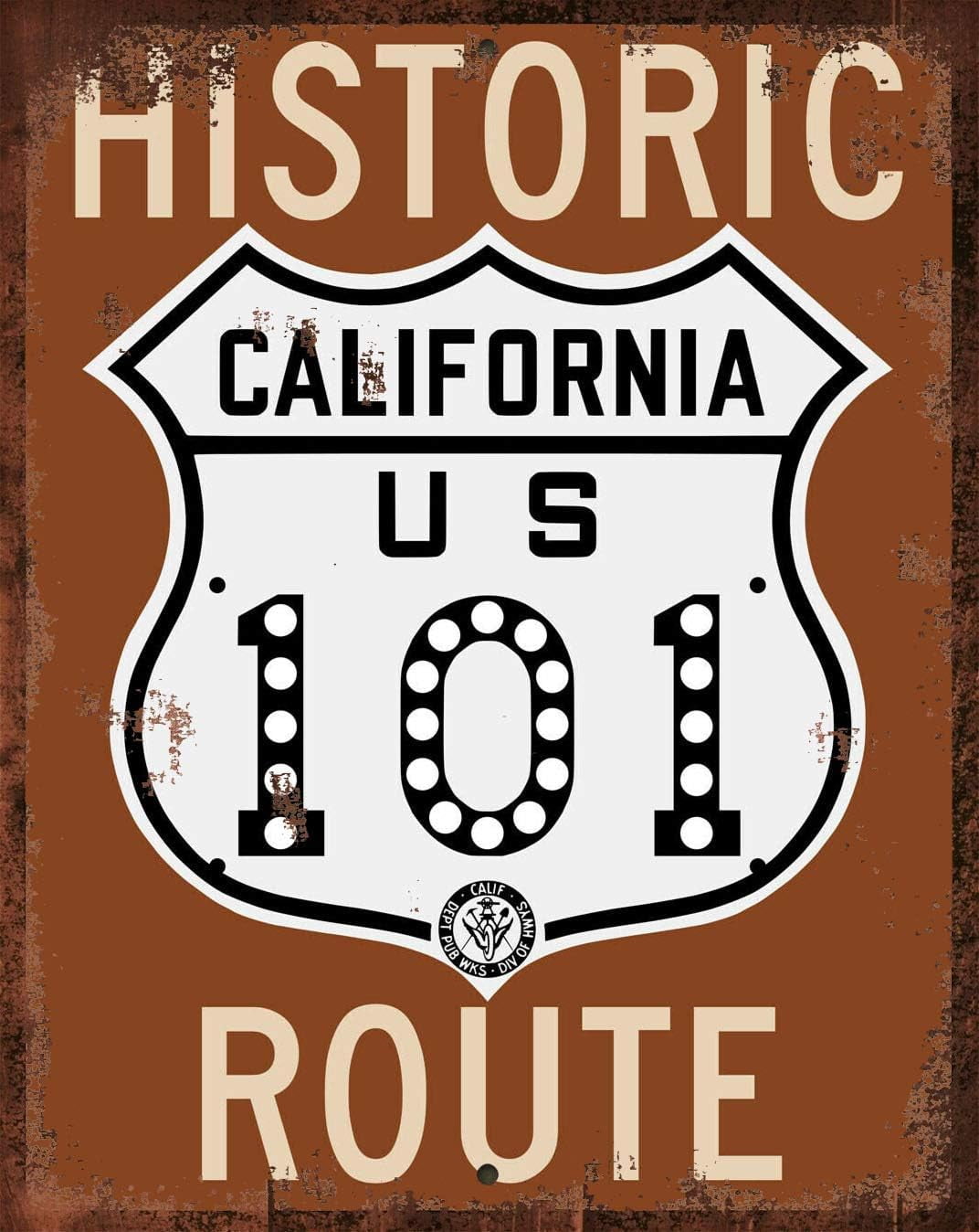 California Historic Route Us 101 Highway Road Sign Speed Limit MPH Sign ...