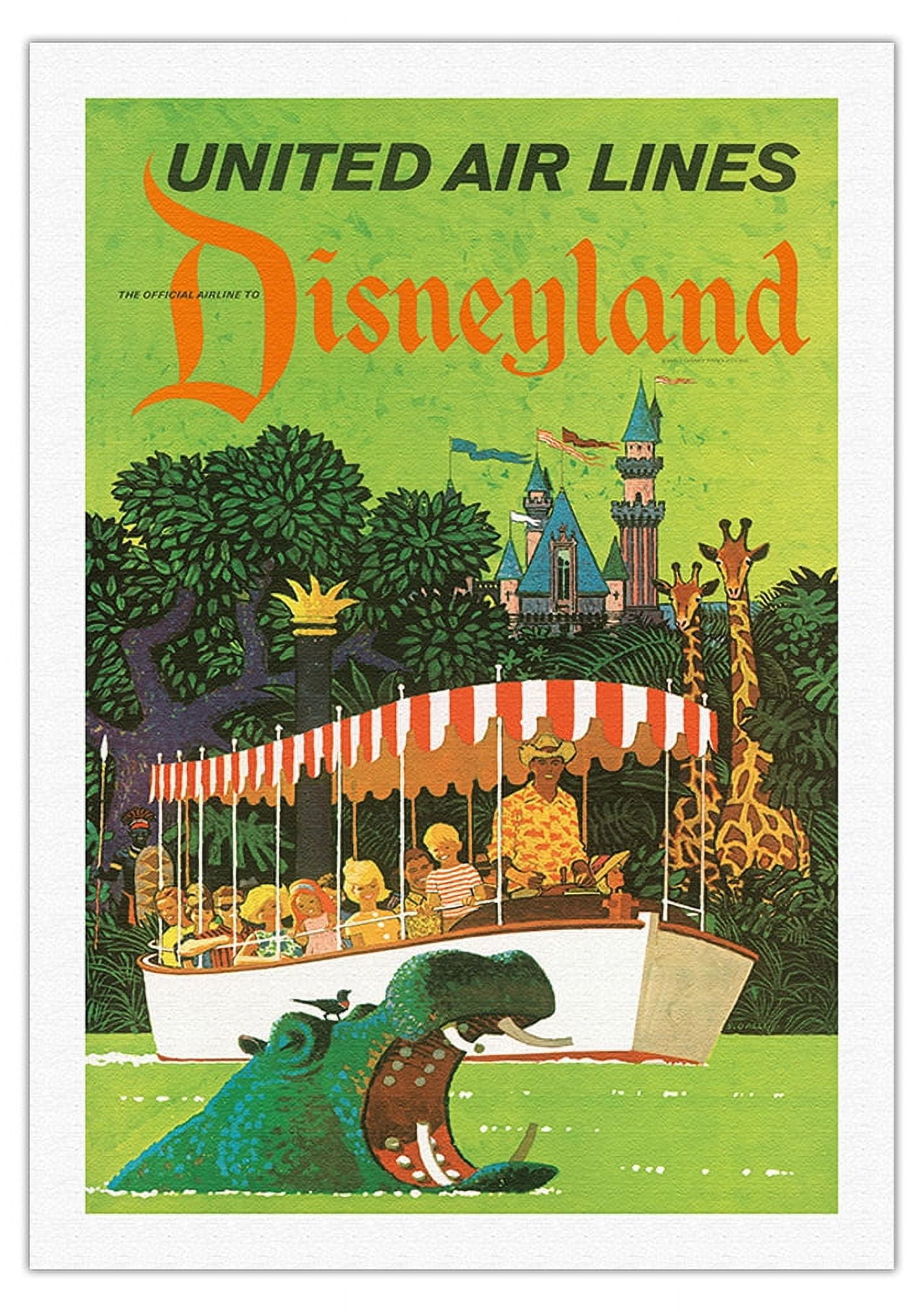 California - Jungle Cruise Hippo - United Air Lines - Vintage Airline ...