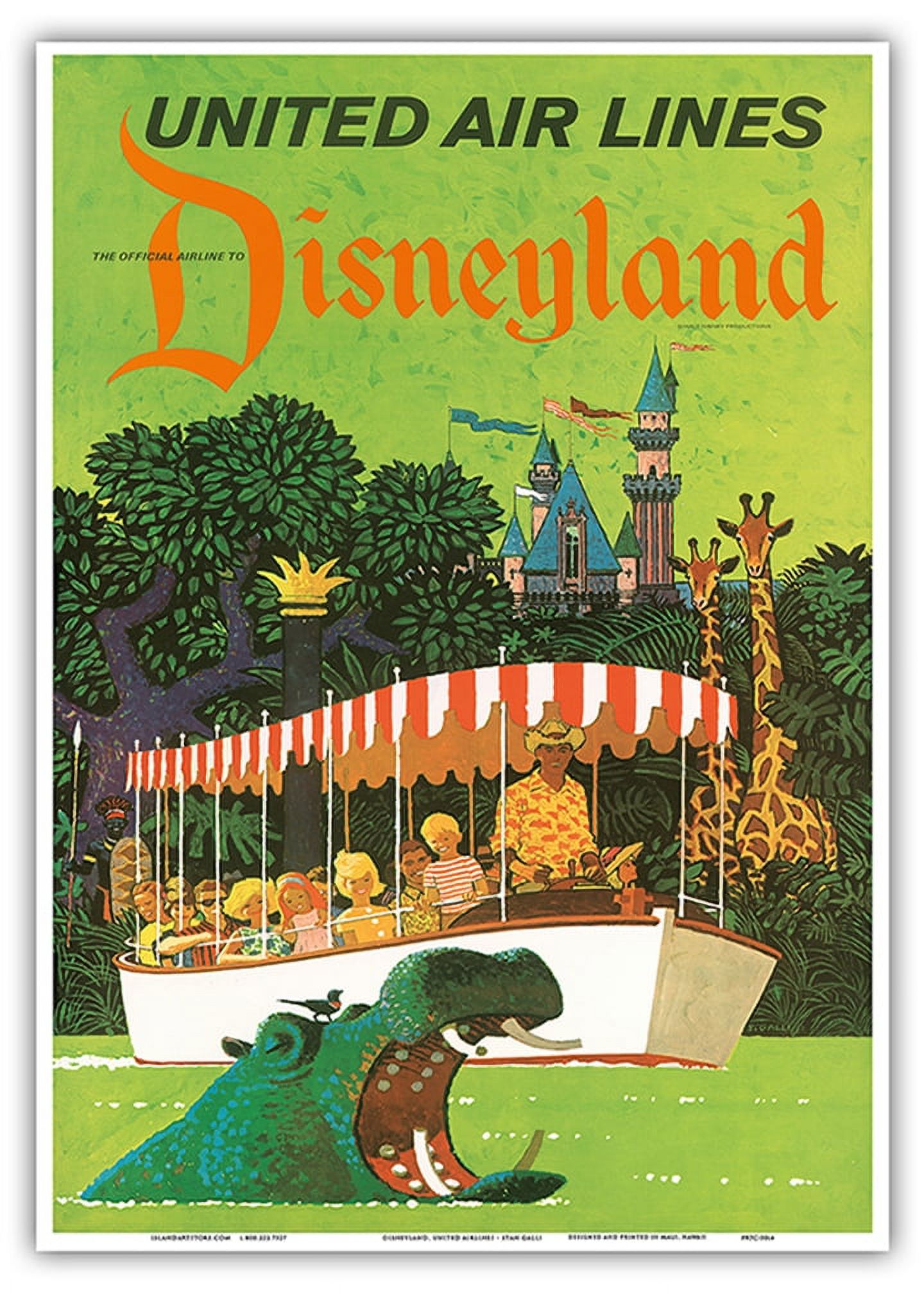 California - Jungle Cruise Hippo - United Air Lines - Vintage Airline ...