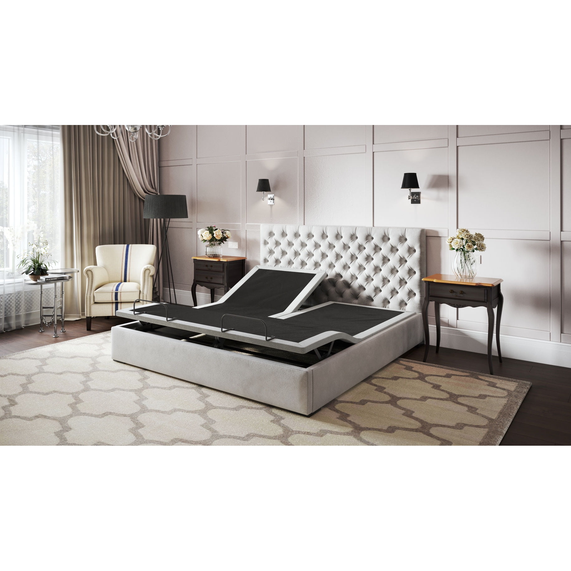 California King Bed Base - Easy Assembly, No Tools Required, Center ...